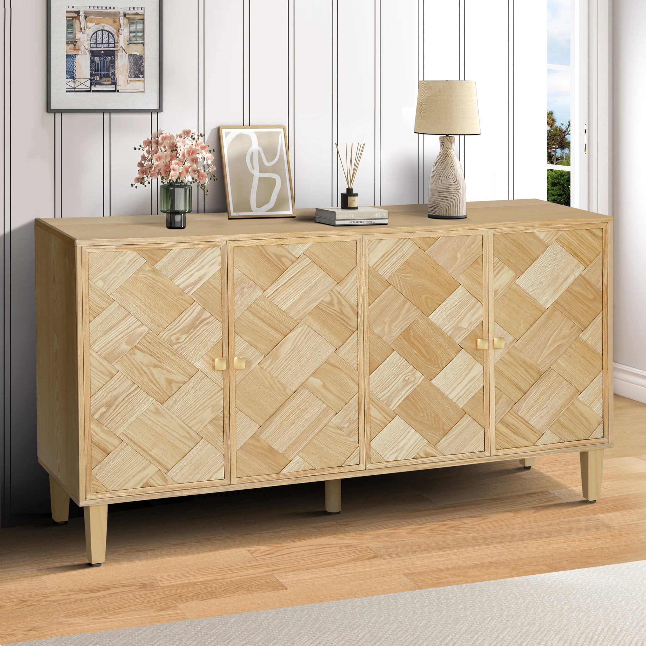 Christopher Knight Home Scandinavian 60" Sideboard, Geometric Pattern ...