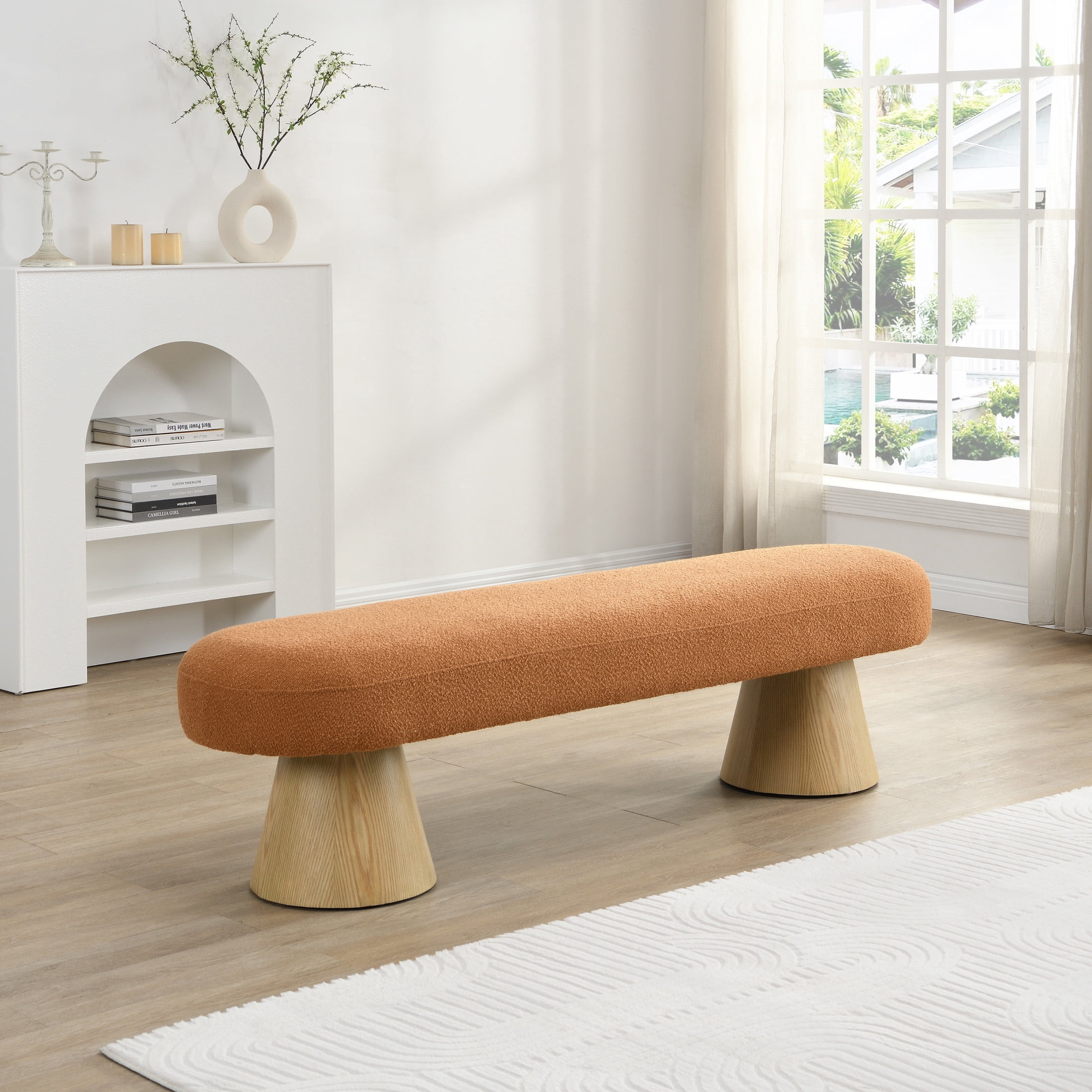 Christopher Knight Home Scandinavian 63" Entryway Bench, Boucle ...
