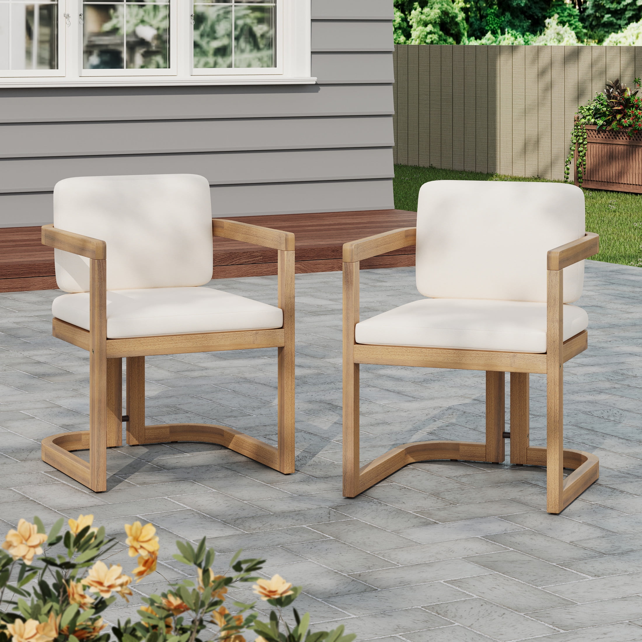 Christopher Knight Home Set of 2 Outdoor Patio Wooden Dining Chairs ...