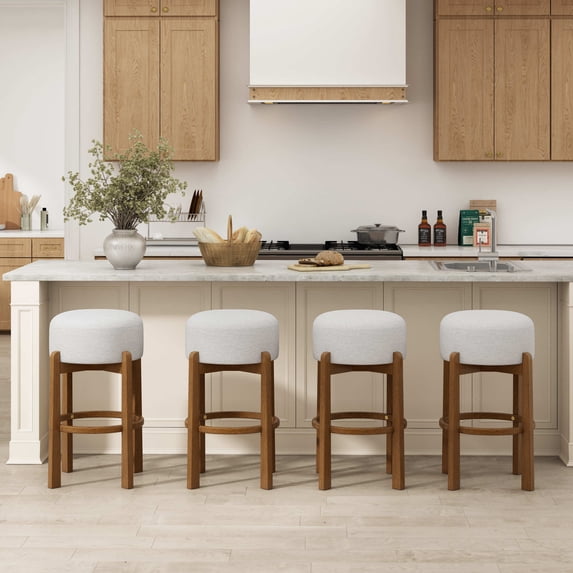 Christopher Knight Home Set of 4 Wooden Upholstered Bar Stools, Dark ...