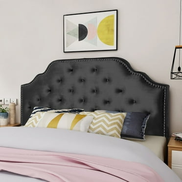 Noble House Miller Velvet Queen/Full Headboard, Black - Walmart.com