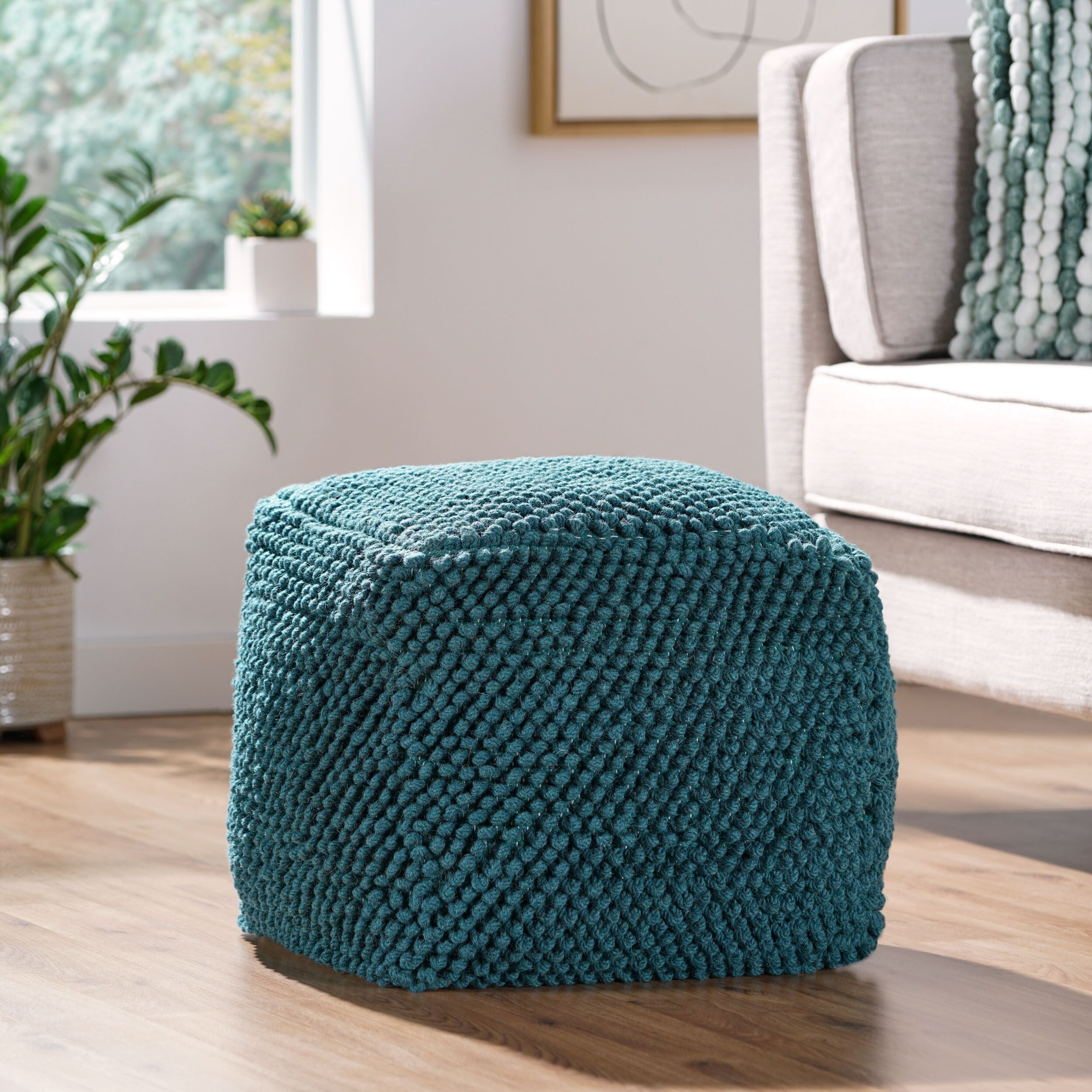 Christopher Knight Home Stekar Boho Handcrafted Tufted Fabric Cube Pouf ...
