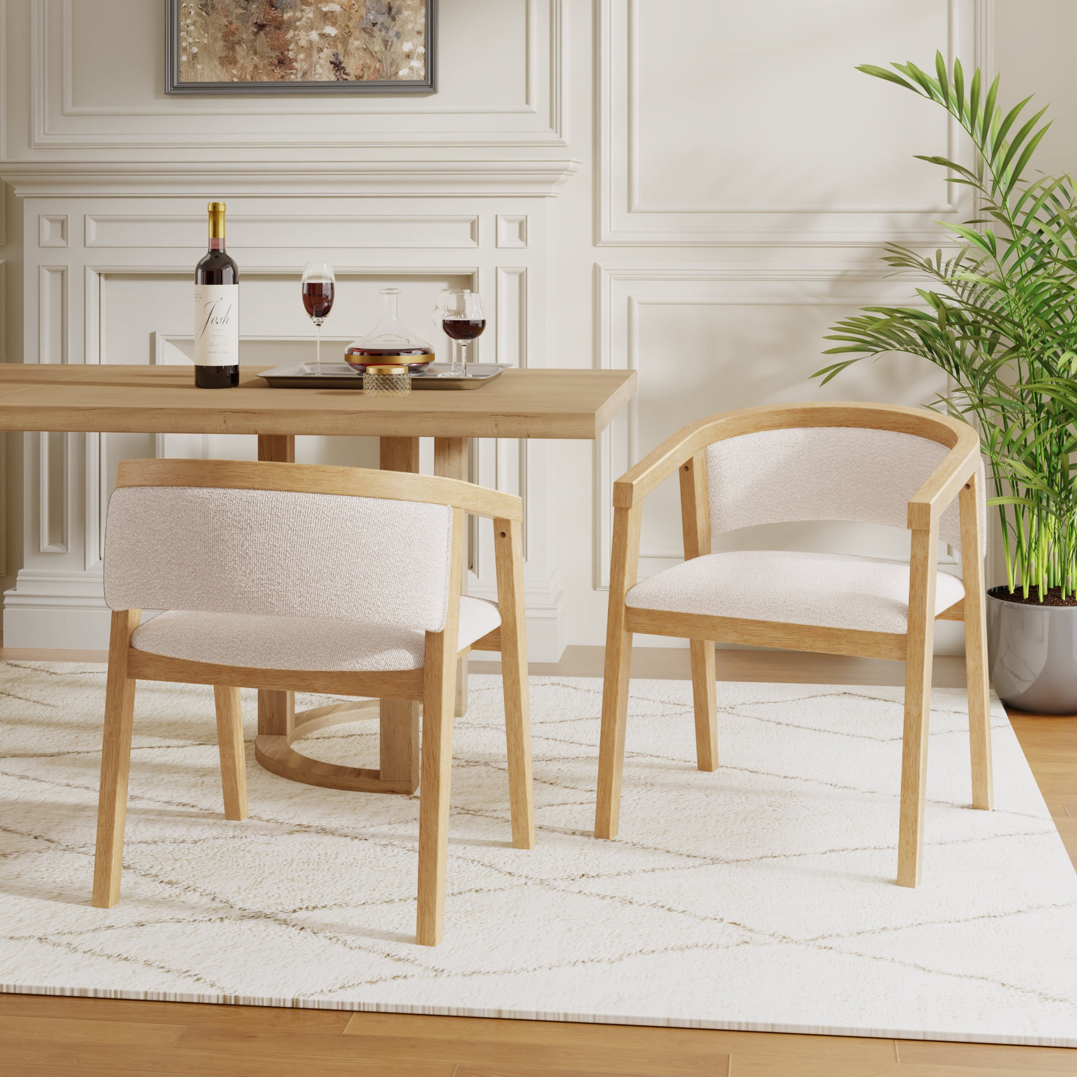 Christopher Knight Home U-Shaped Upholstered Dining Chairs, Solid Wood ...