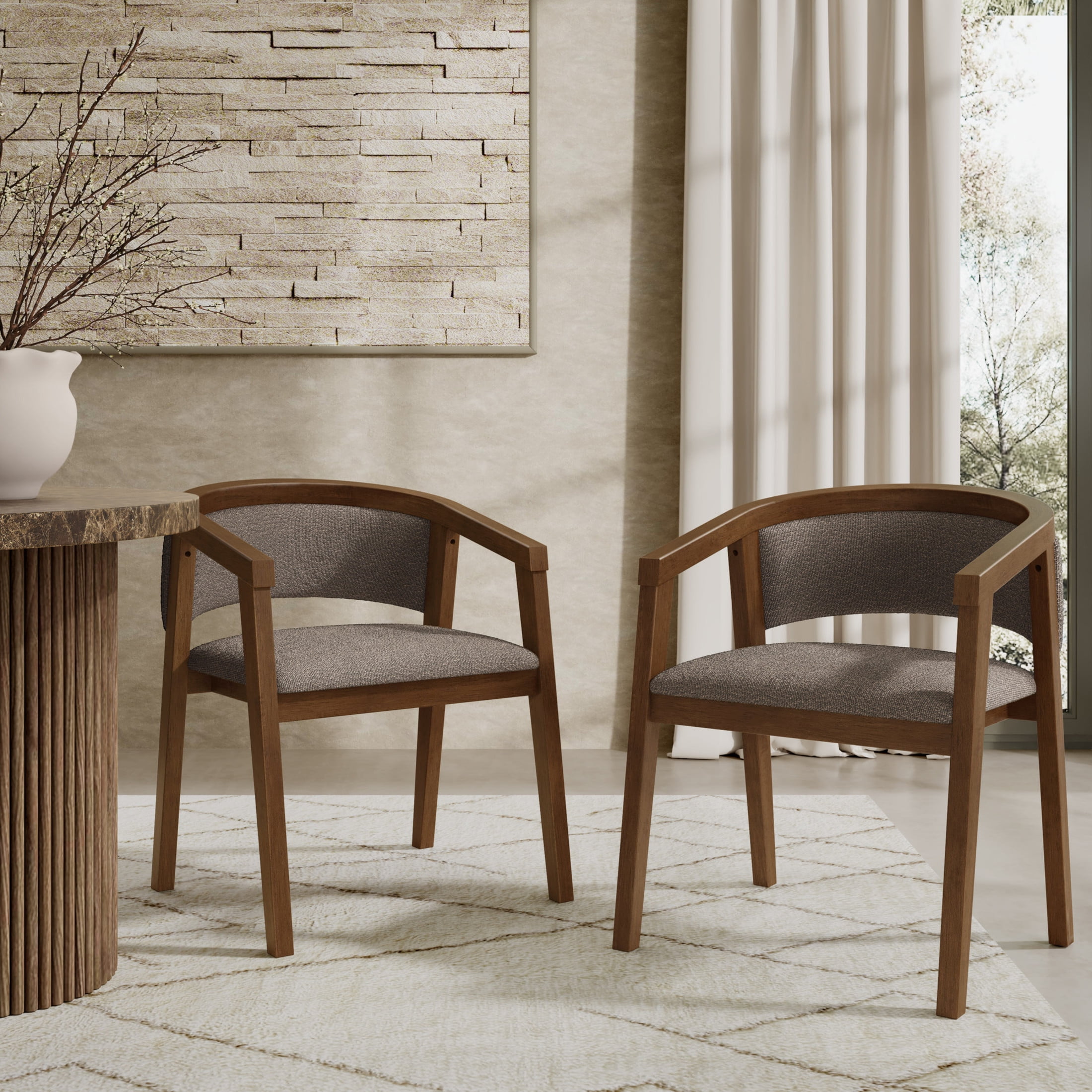 Christopher Knight Home U-Shaped Upholstered Dining Chairs, Solid Wood ...