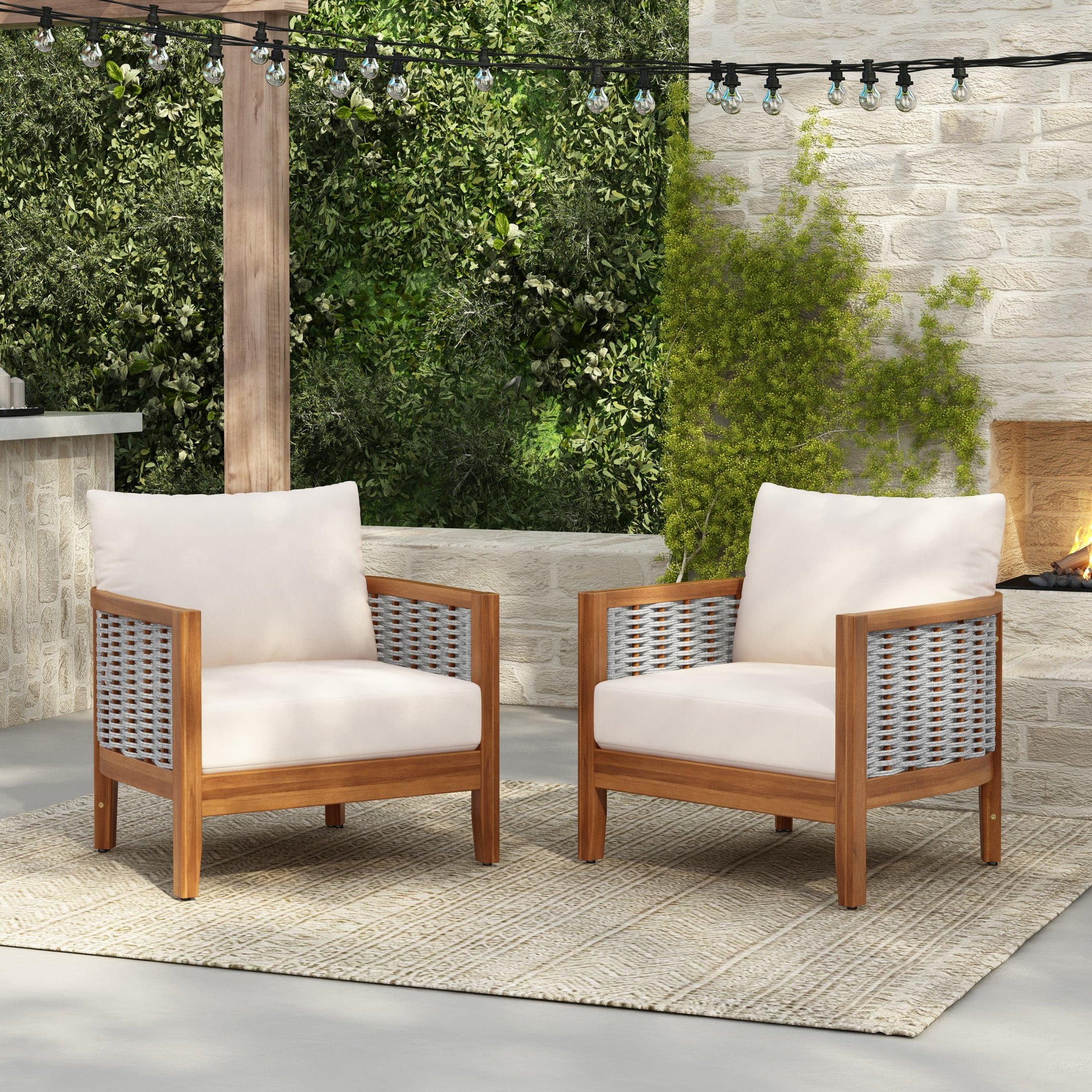 Christopher Knight Home Unique Tub Outdoor Arm Chair with Woven Rope ...