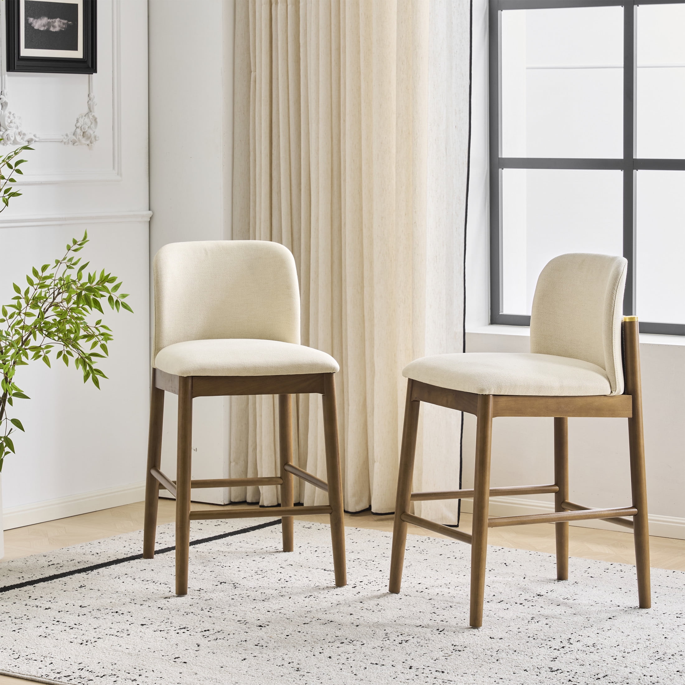 Christopher Knight Home Upholstered Wooden Counter Stools, Walnut Frame ...