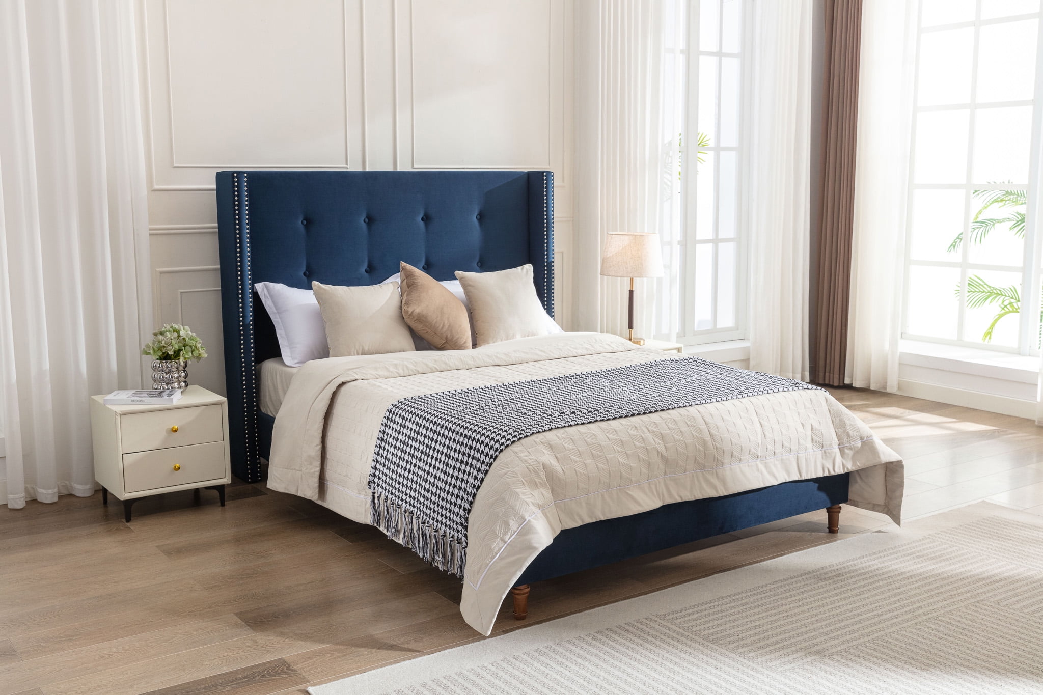 Christopher Knight Home Velvet Upholstered King Size Bed, Velvet High ...