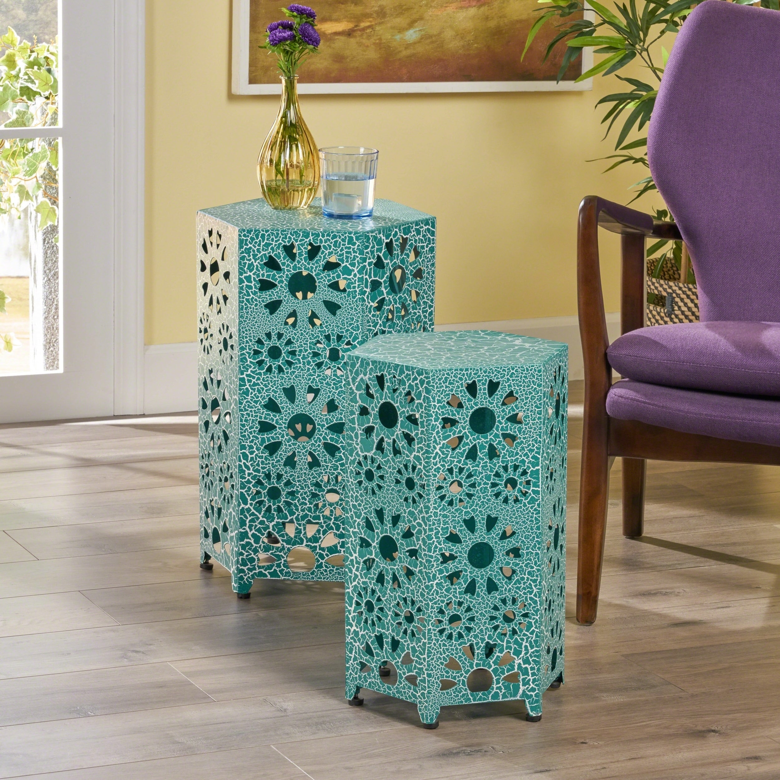 Christopher Knight Home Wanda 12-inch & 14-inch 2-piece Side Table Set by - 18.25"H x 12"W x 12 ...