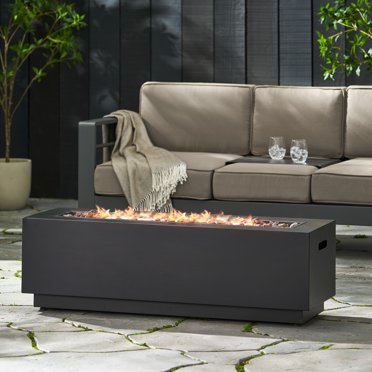 Mayfair Lightweight Concrete Outdoor 40,000 BTU Rectangular Fire Pit ...