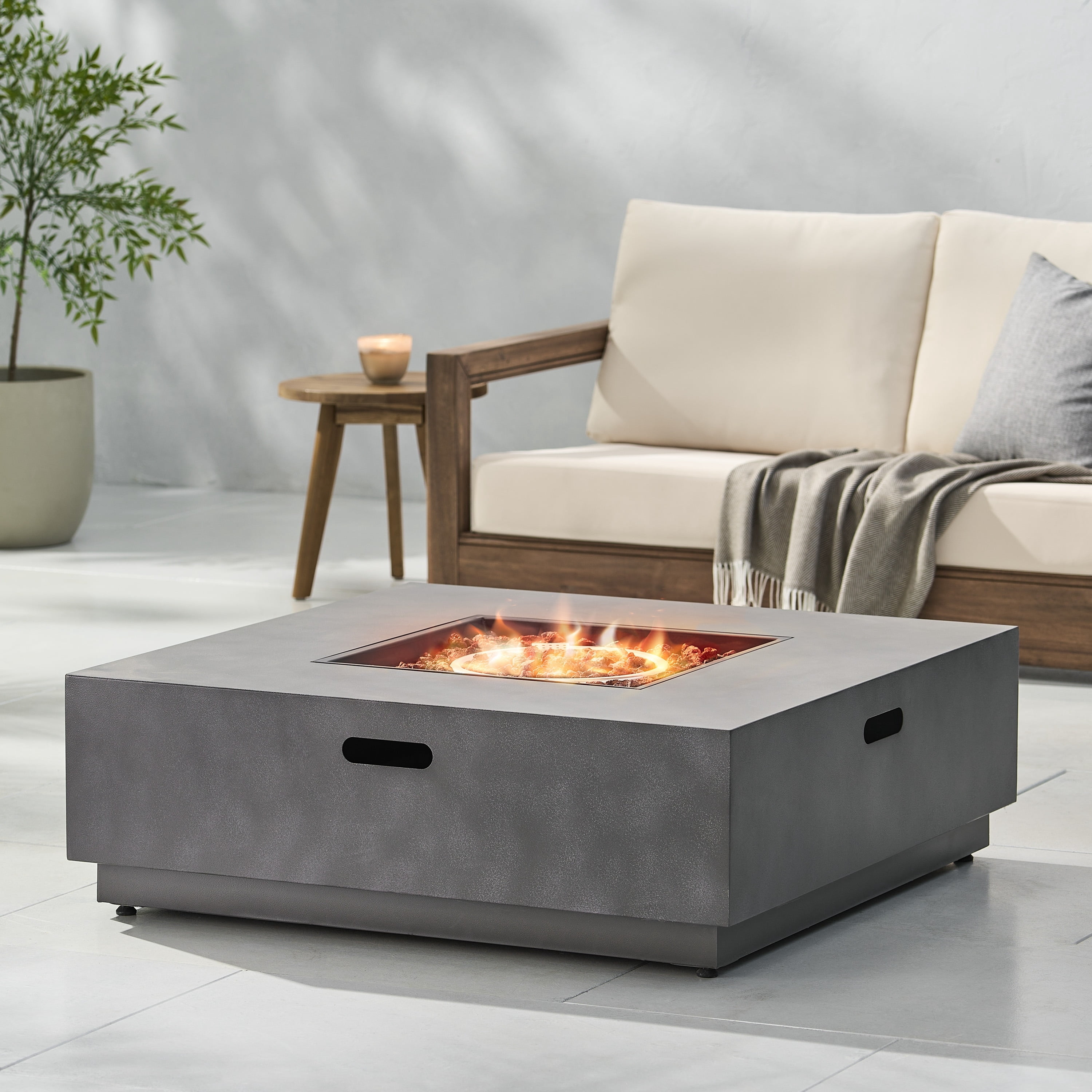 Christopher Knight Home Wellington Outdoor 50,000 BTU Square Fire Pit ...