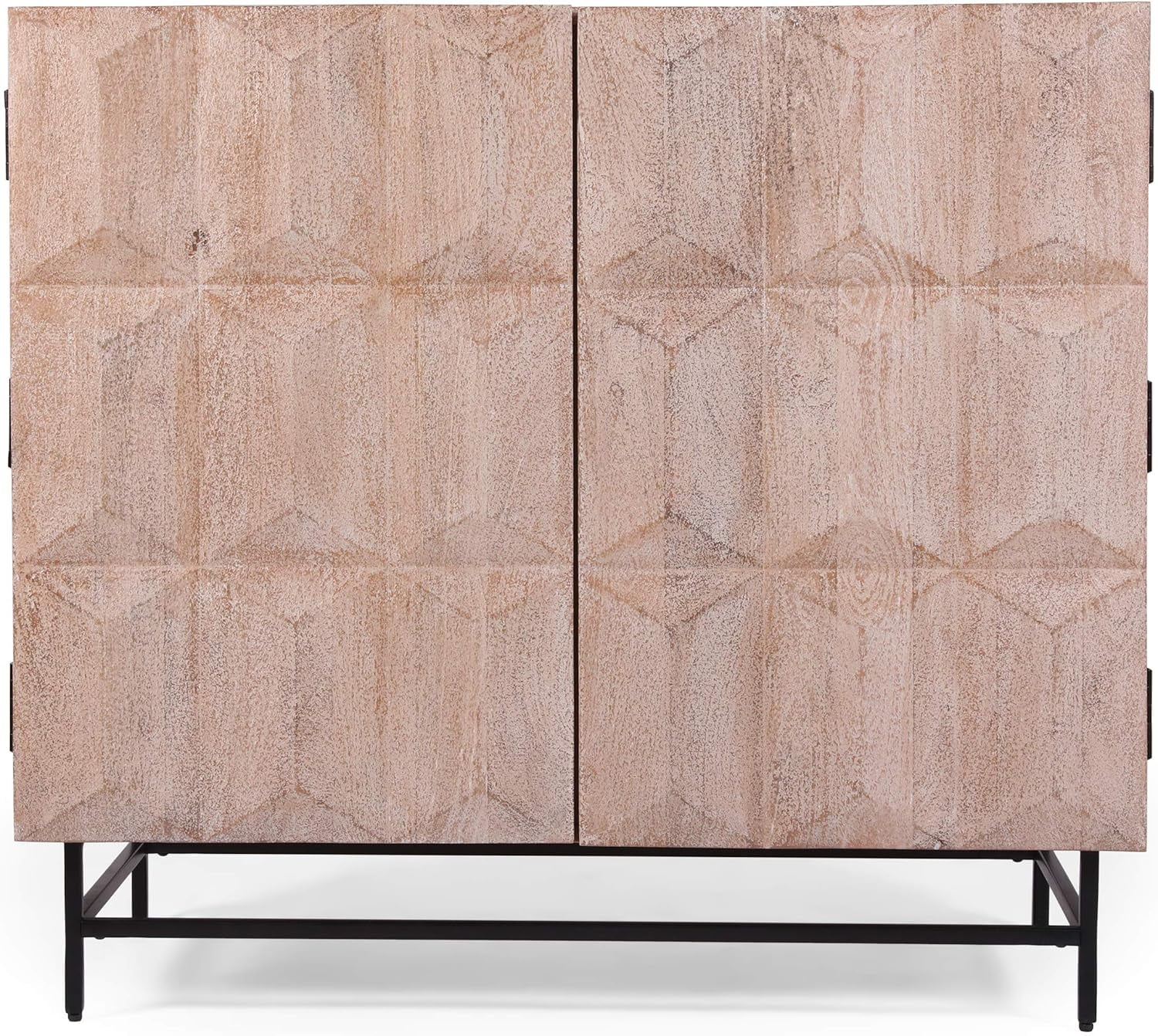 Christopher Knight Home Winder Geometry Cabinet, White Washed + Black ...