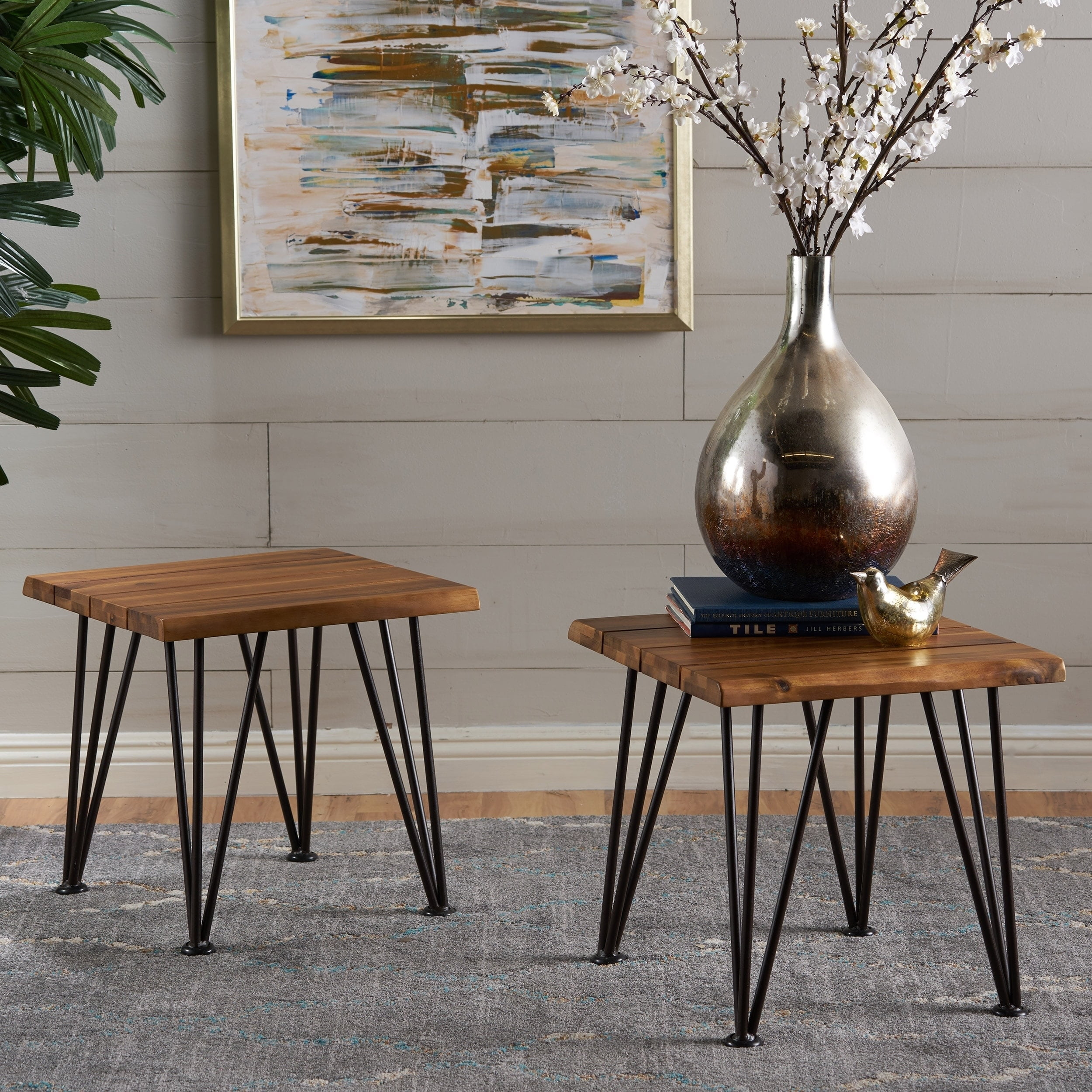 Christopher Knight Home Zion Outdoor Acacia Wood Industrial Side Table ...