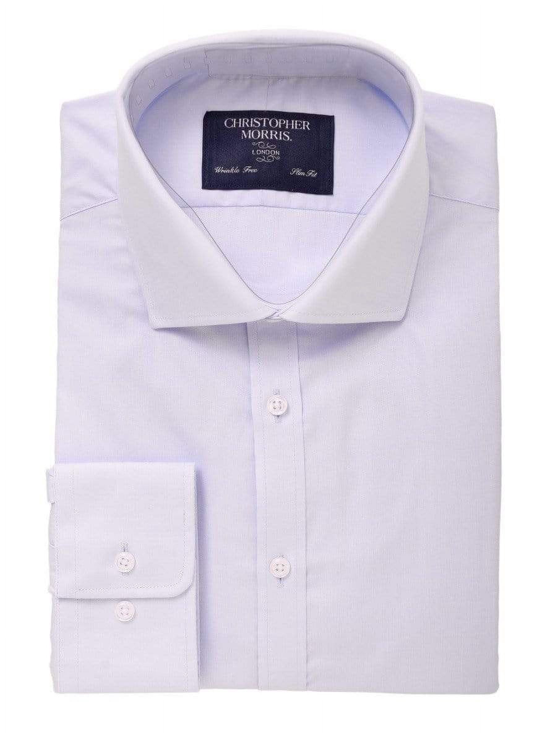 Christopher Morris Men's 100% Cotton Solid Blue Slim Fit Dress Shirt ...