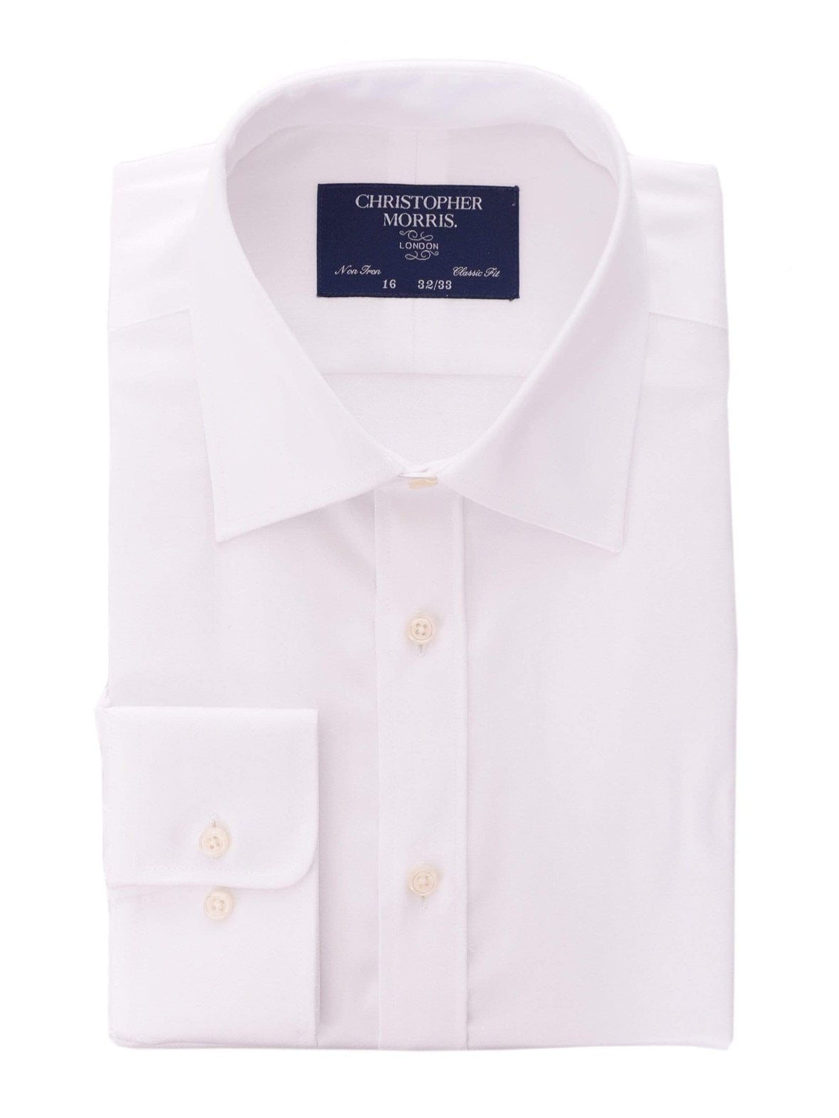 Christopher Morris Mens 100 Cotton Solid White Non Iron Classic Fit