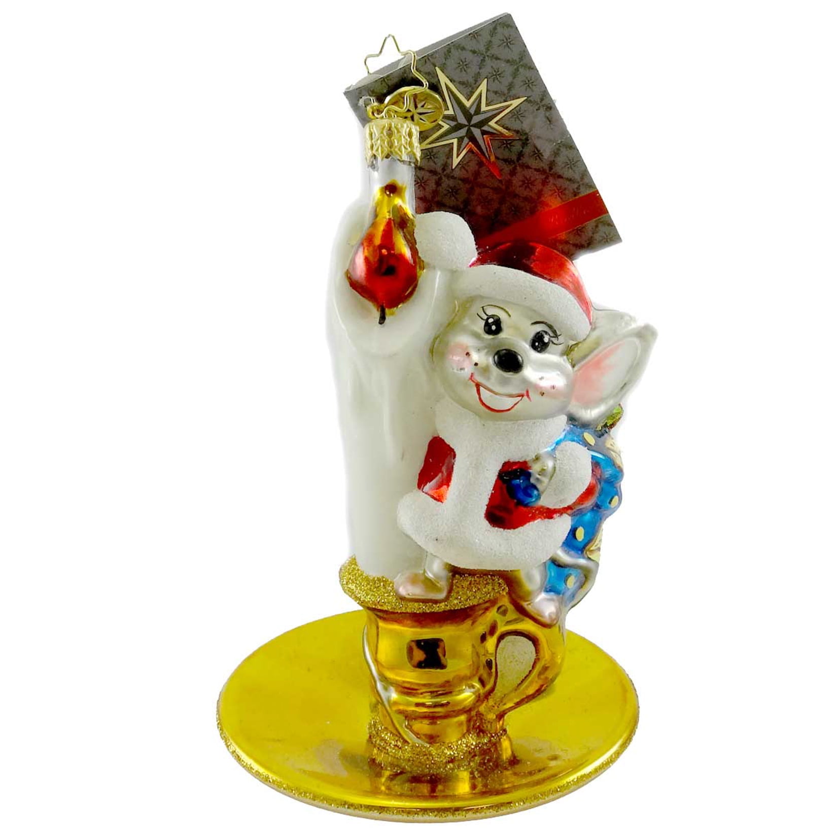 Christopher Radko CANDLESTICK SQUEAK Blown Glass Ornament Christmas ...