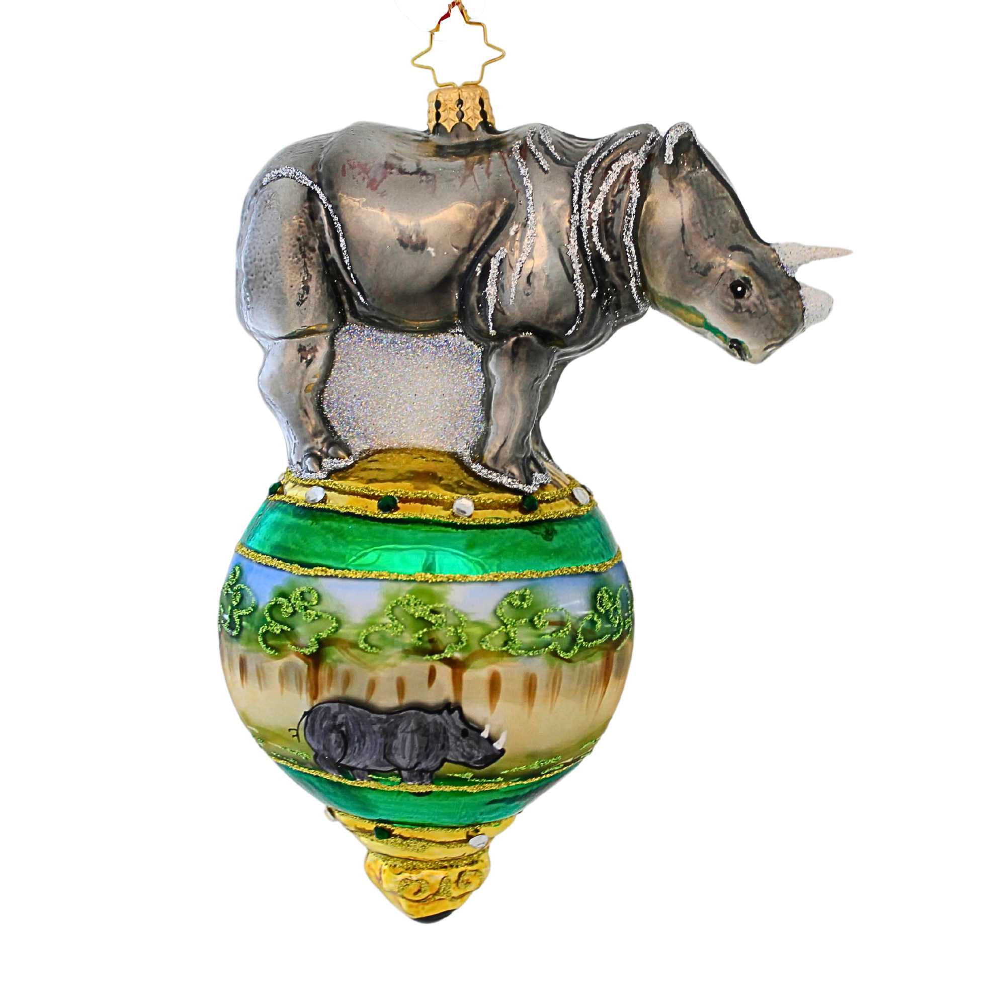 Christopher Radko Company Rambunctious Rhino - One Ornament 6.5 Inch ...