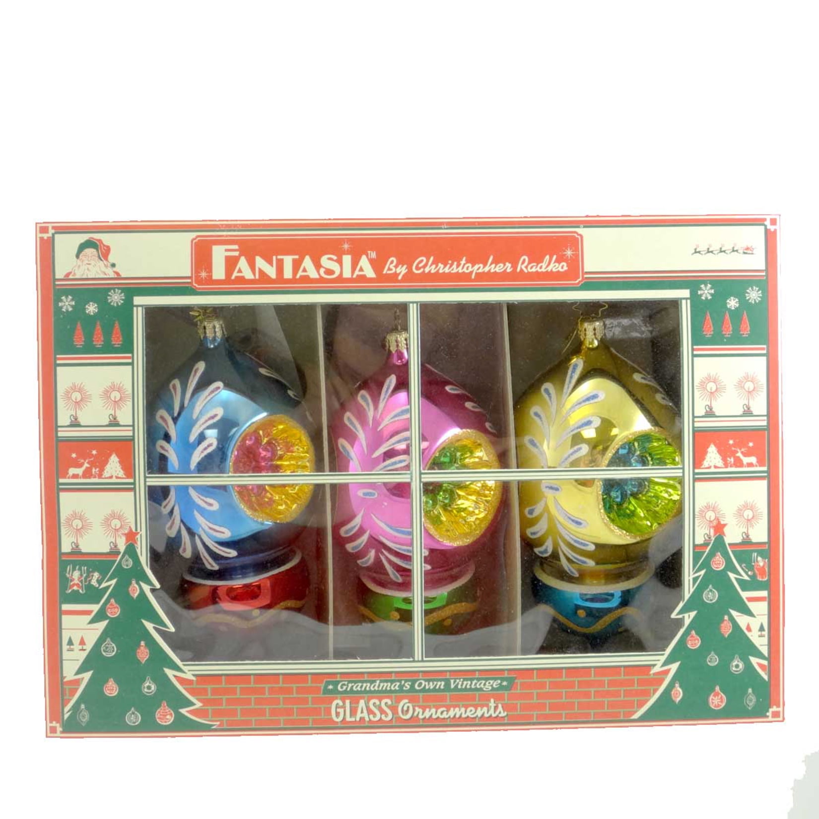 Christopher Radko Devonshire Dazzle Blown Glass Fantasia St/3 Ornament ...