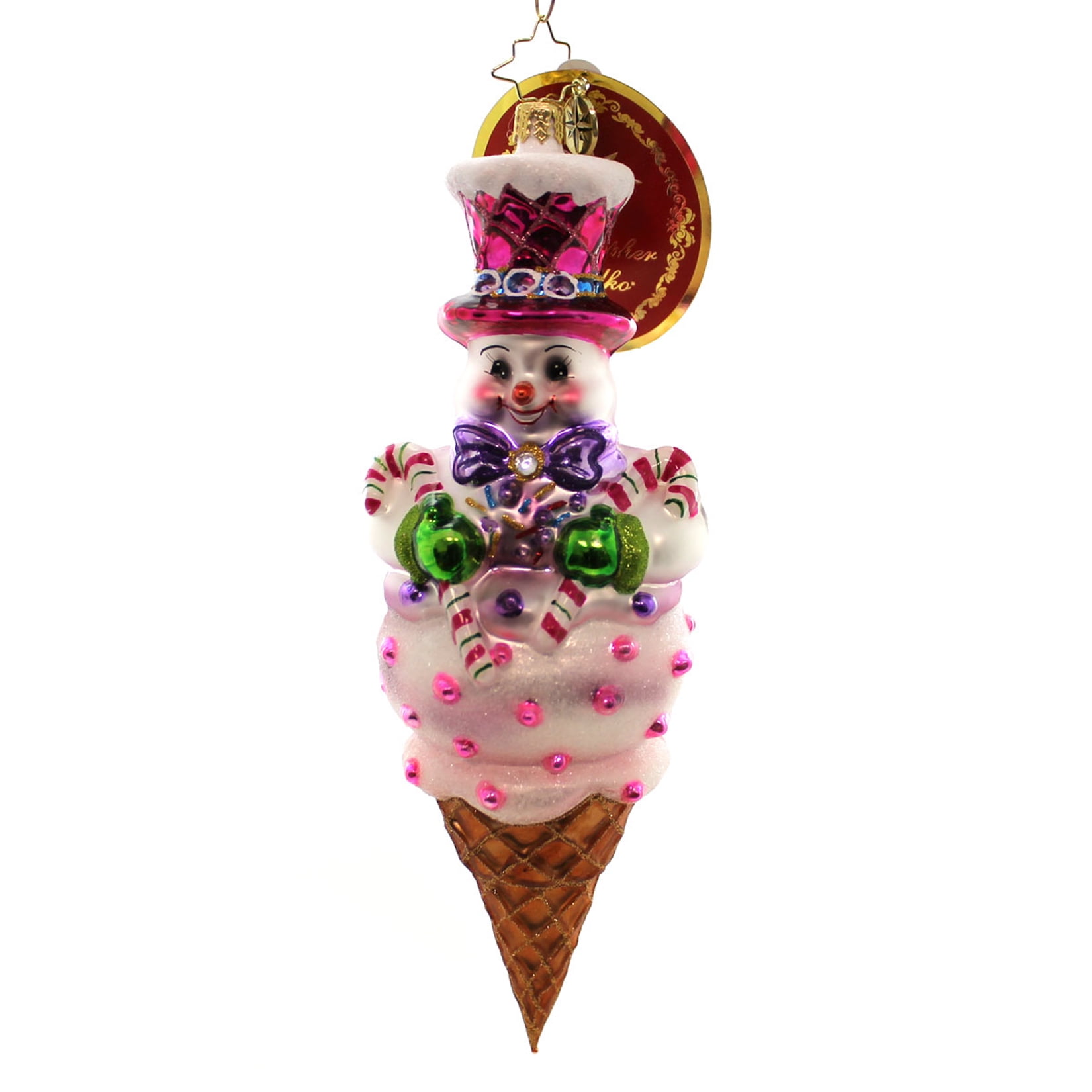 Christopher Radko Frosty Treat Glass Ice Cream Cone Snowman 1017875 ...