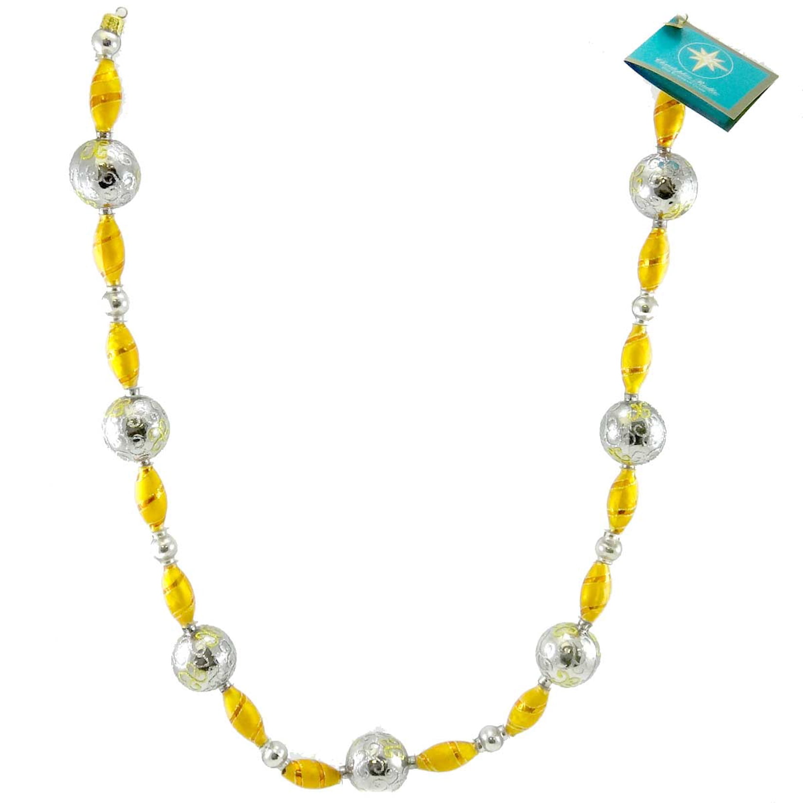 Christopher Radko GRETA GARLAND Blown Glass Garland Gold Silver ...