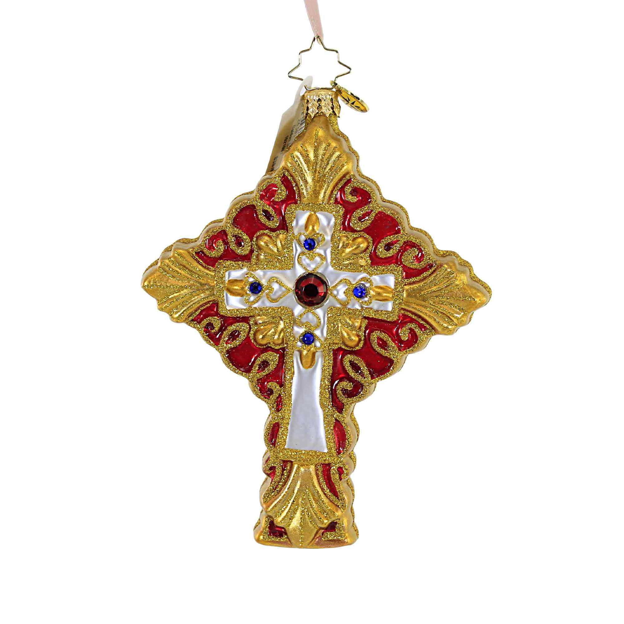 Christopher Radko Golden Grace Glass Christmas Ornament Cross 1021001 ...