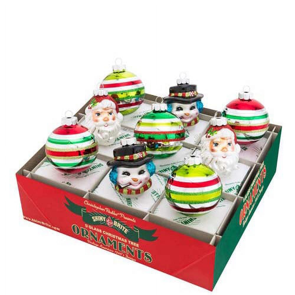 Christopher Radko Holiday Splendor Round Santa Snowmen Shiny Brite Set ...