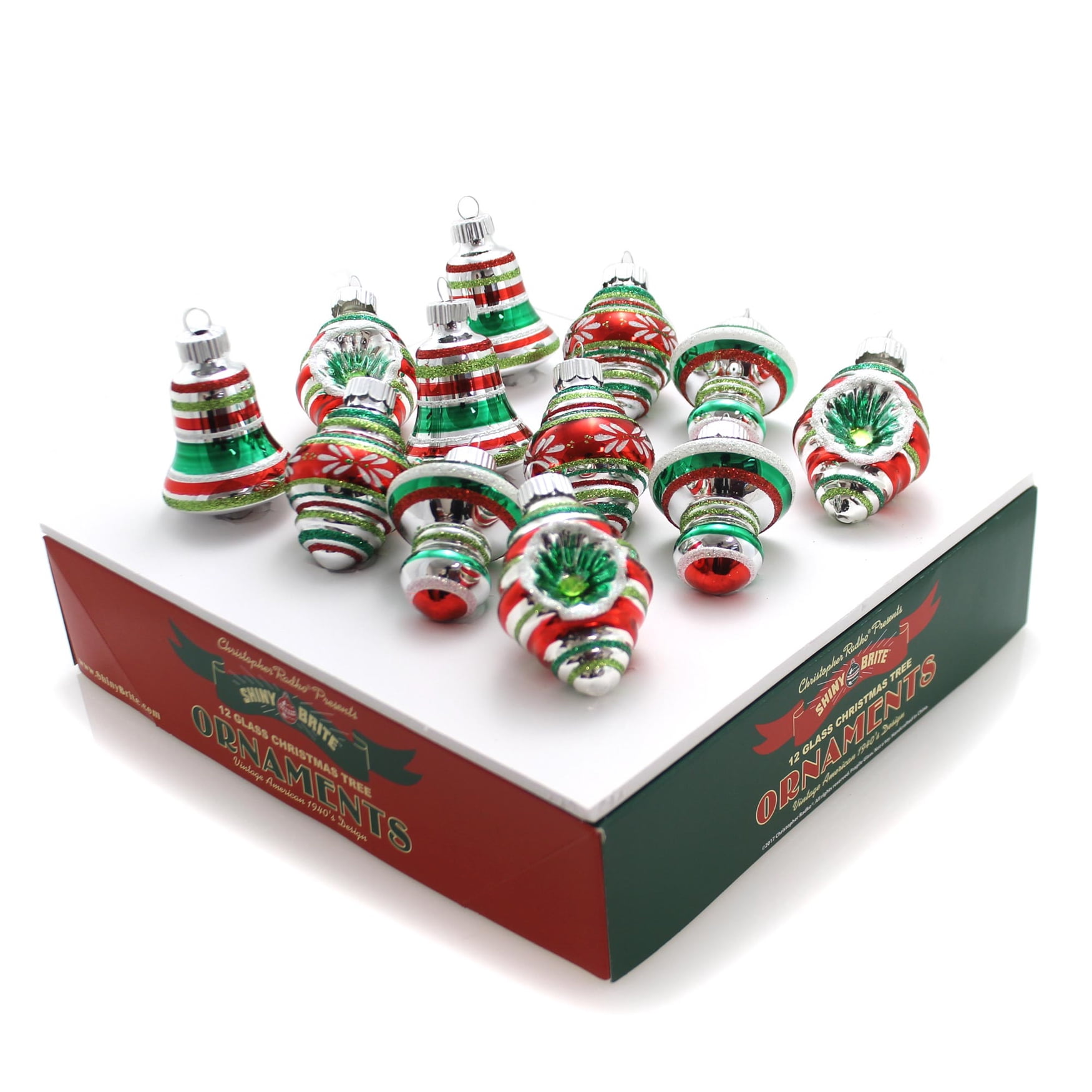 Christopher Radko Mixed Shapes Set/12 Holiday Splendor Shiny Brite ...