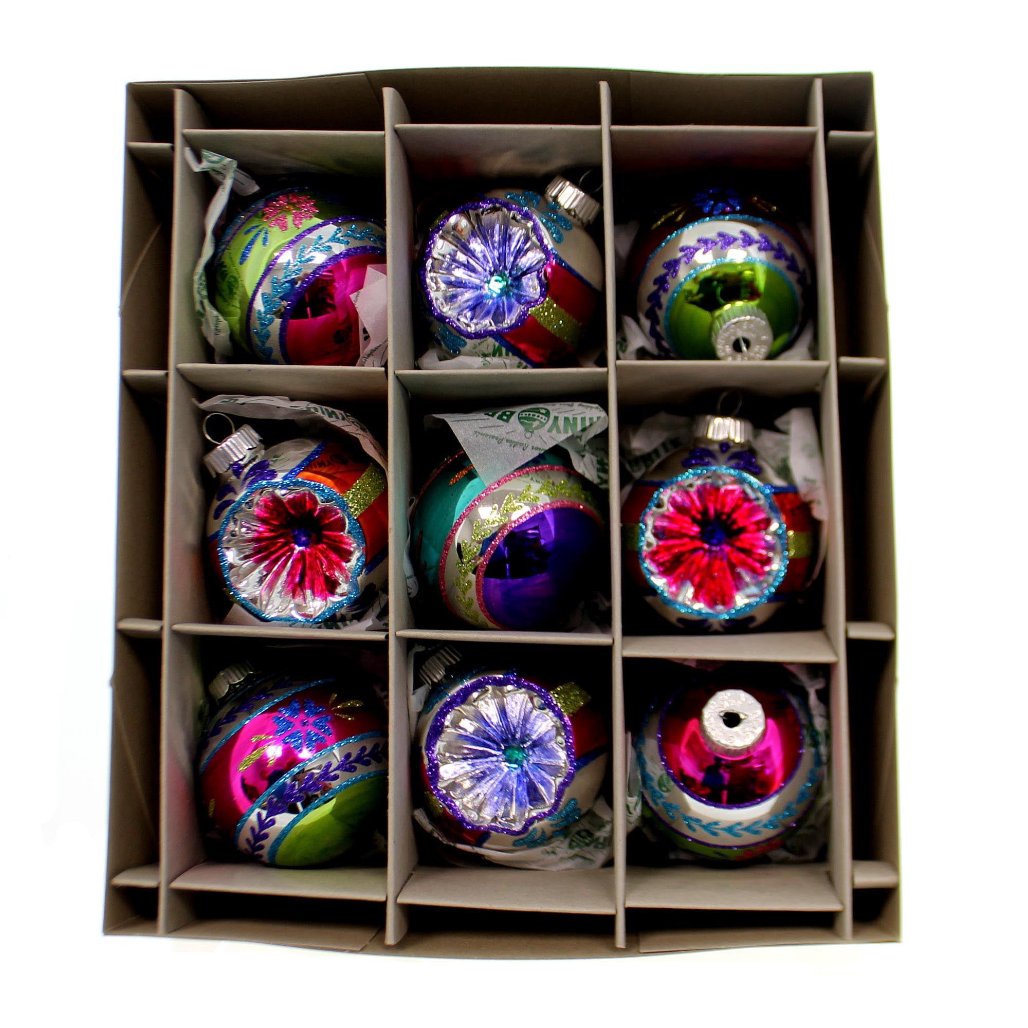 Christopher Radko Shiny Brite Cb Rounds Reflector Ornament Set Vintage ...