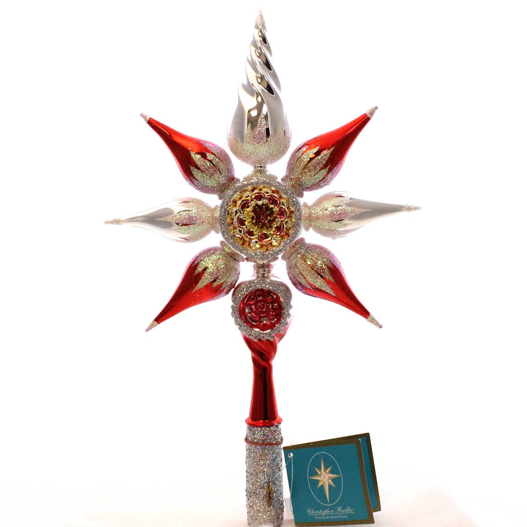Christopher Radko Starblaze Finial Glass Christmas Tree Topper ...