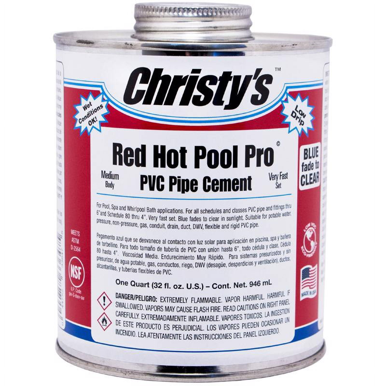 Christy's Red Hot Pool Pro 8 oz PVC Pipe Cement - Walmart.com
