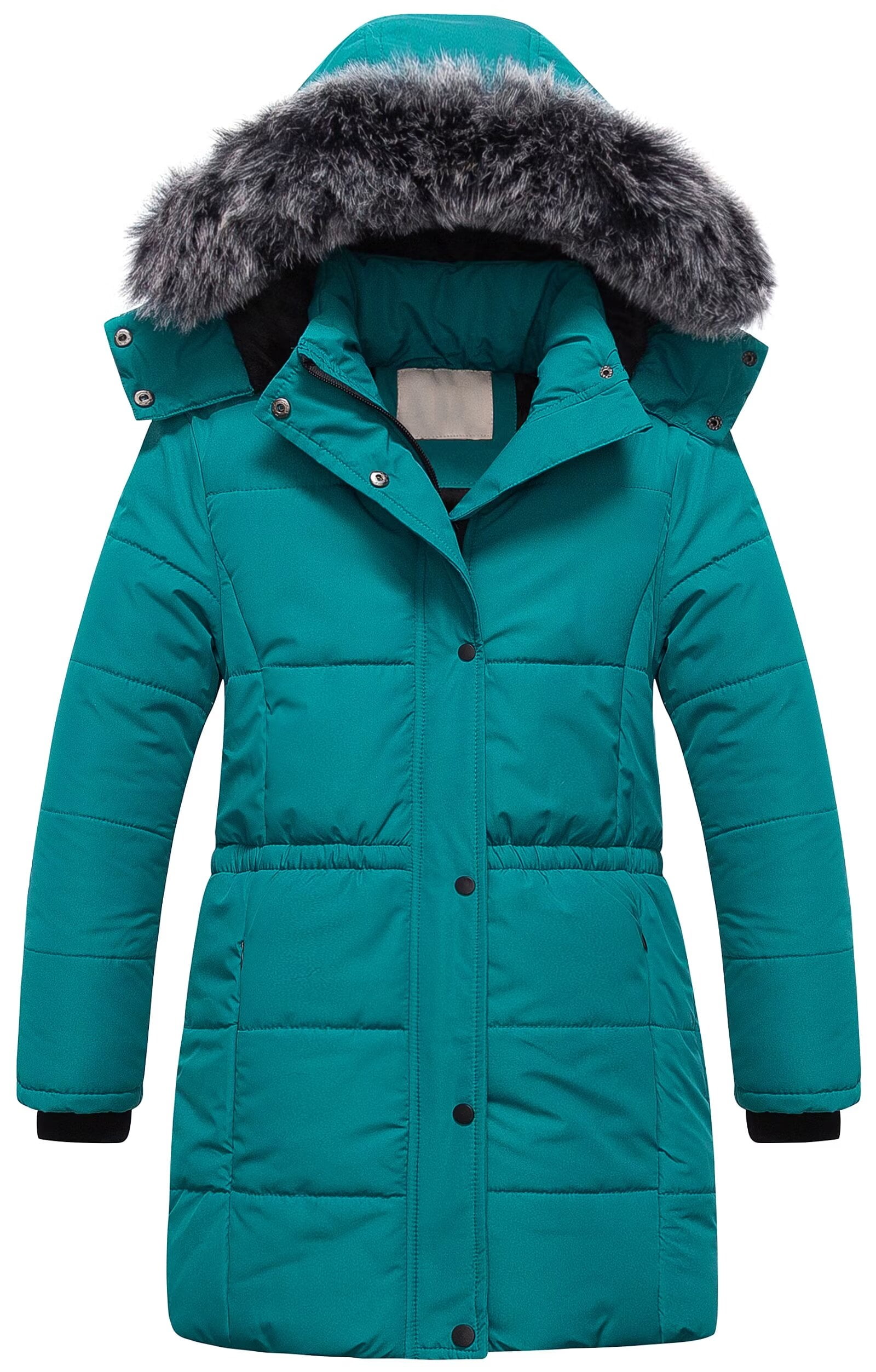 Chrisuno Big Girl's Long Winter Coat Parka Water Resistant Warm Kids ...