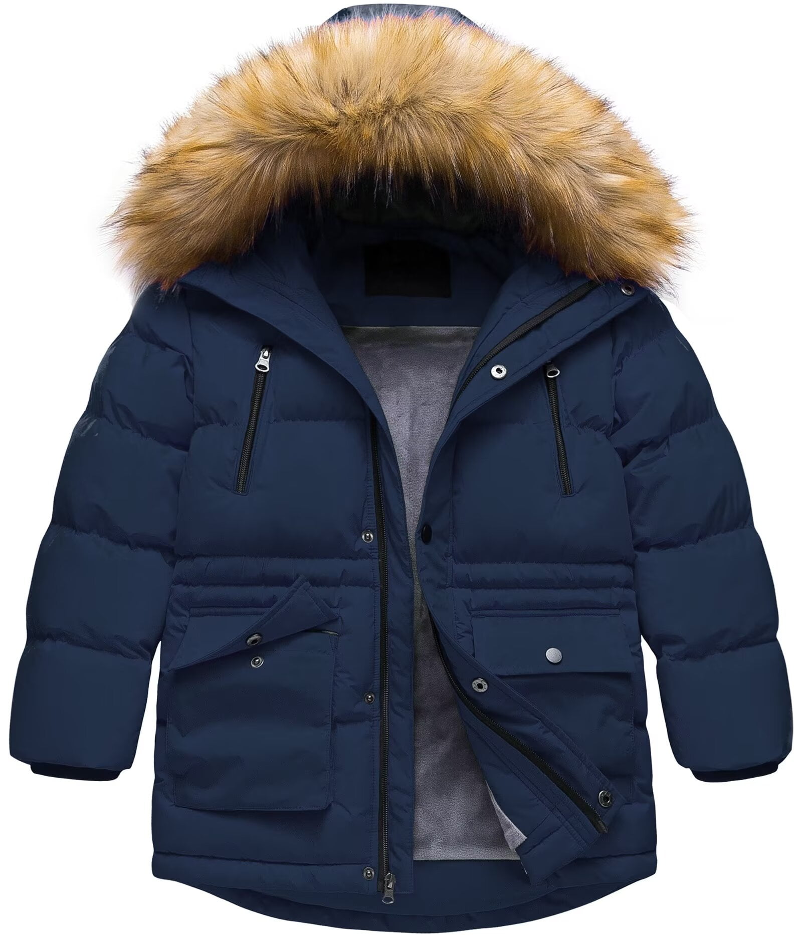 Chrisuno Boy's Warmest Winter Coats Quilted Fleece Jacket Windbreaker Jacket Kids Navy 6/7 ...