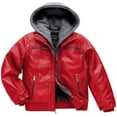 Chrisuno Boys Faux Leather Jacket Kids Bomber Red 4-5 - Walmart.com