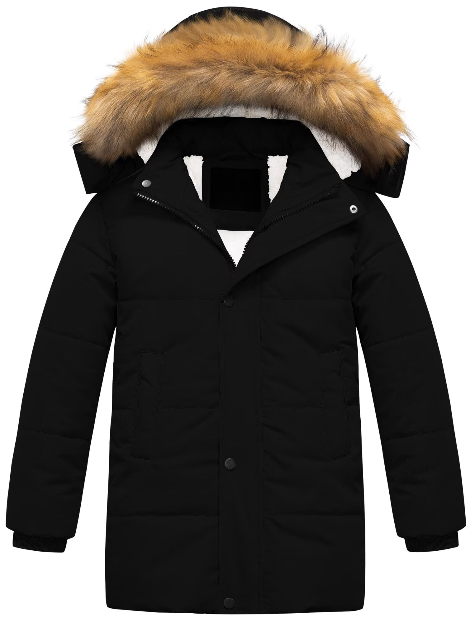 Chrisuno Boys Warm Thicken Puffer Jackets Sherpa Lined Long Winter ...