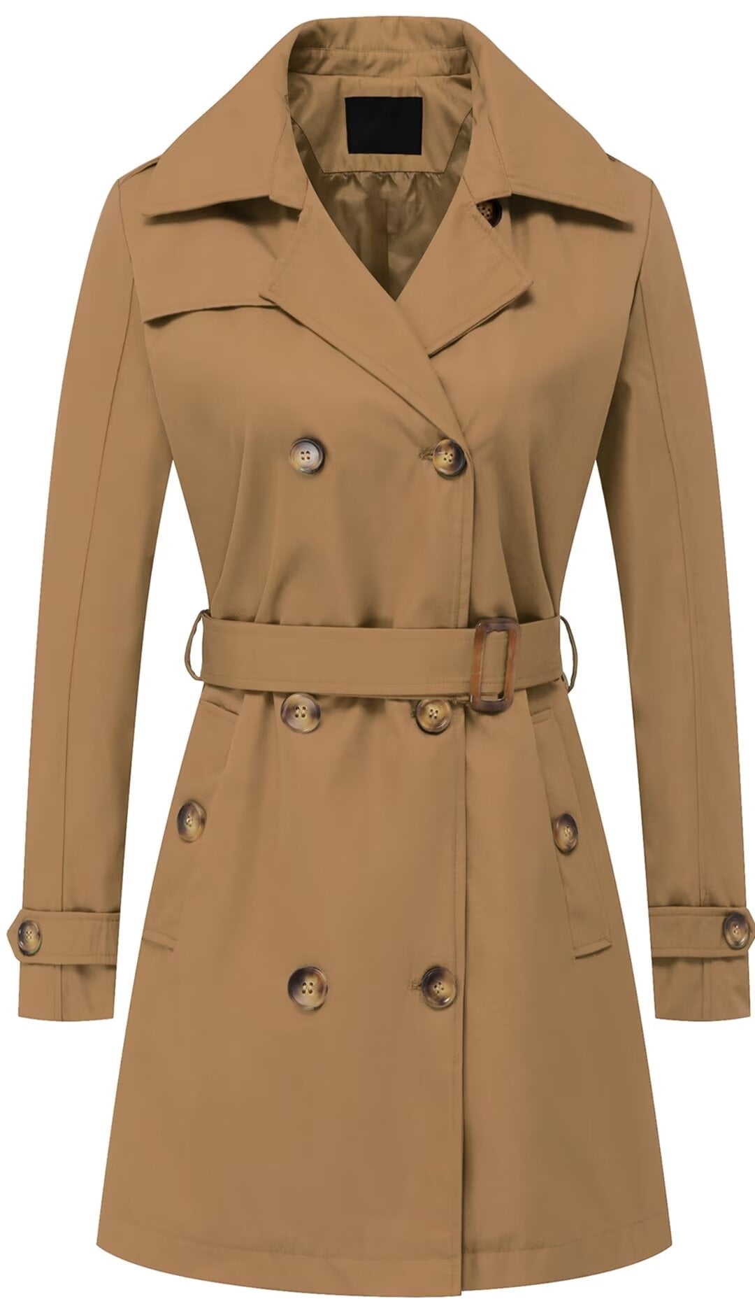 Chrisuno Double Breasted Coat Women Trench Hood Belt Waterproof with ...