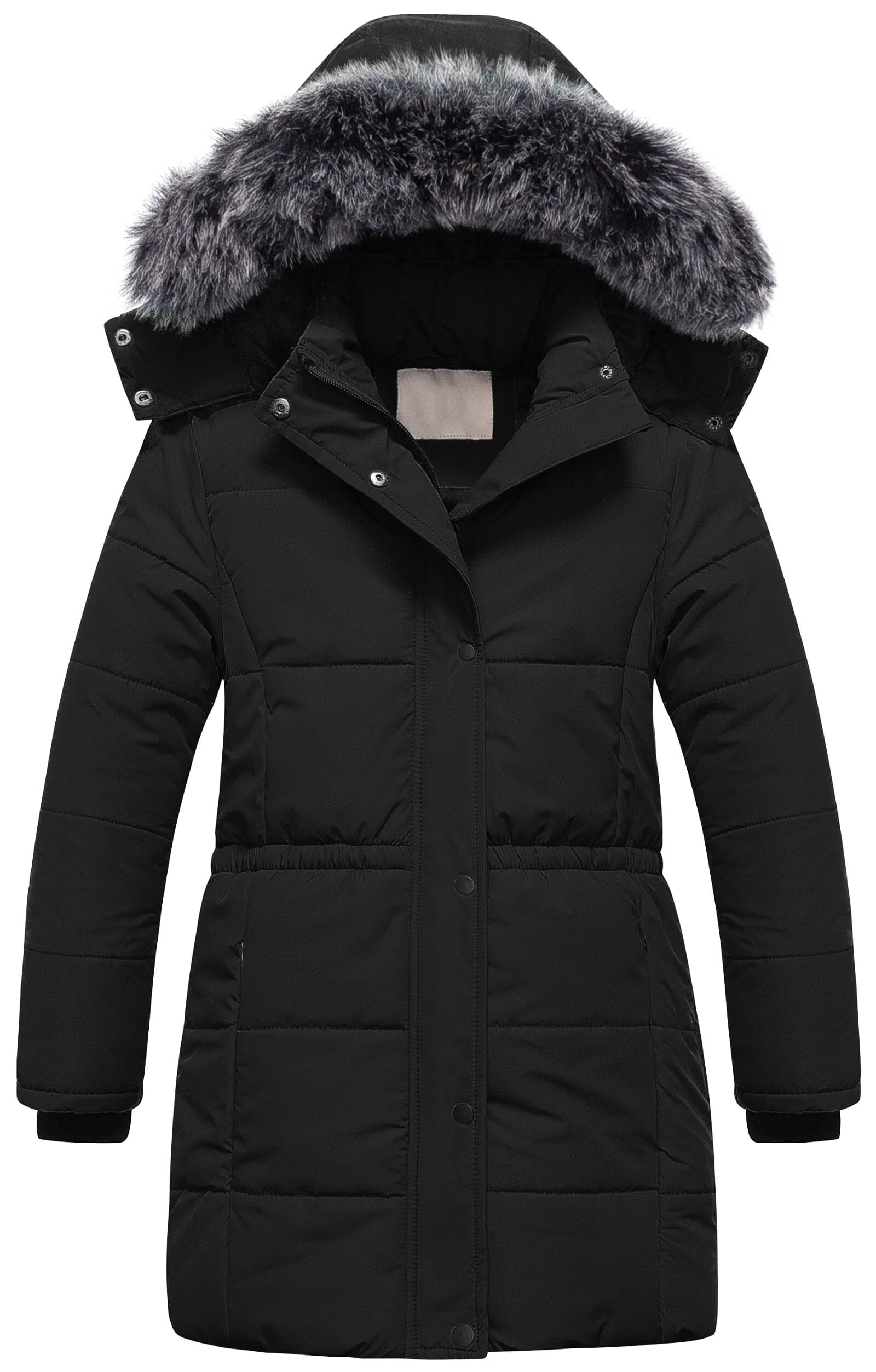 Chrisuno Girl's Quilted Winter Coat Snow Parka Water Resistant Long ...