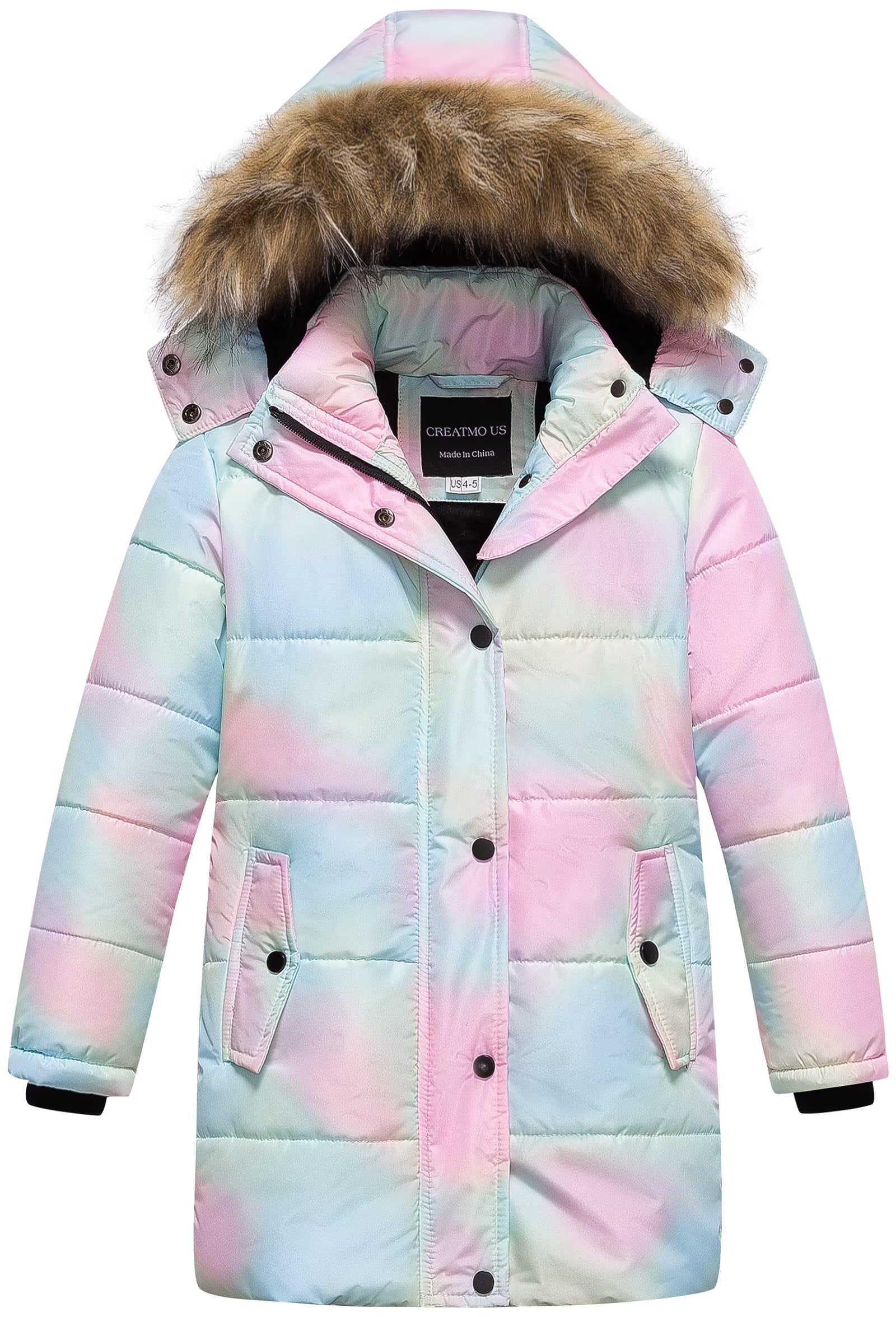 Chrisuno Girls Winter Parka Fleece Lining Comfy Girl's Puffer Jacket Thickened Long Length ...
