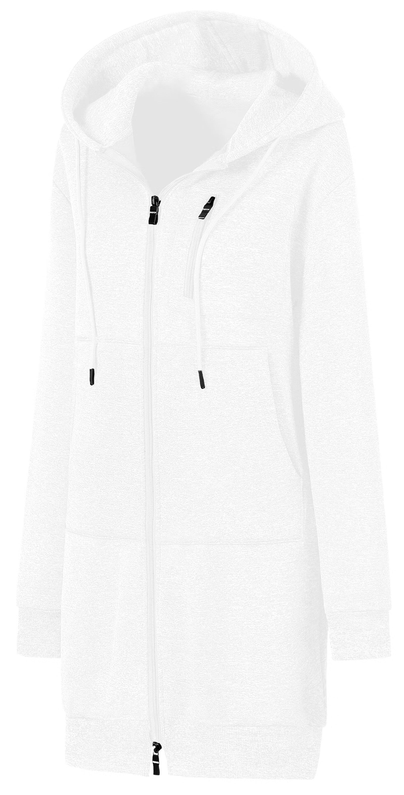 Chrisuno Long Sweatshirts for Women Zip Up Hoodie Women Polyester Coat ...