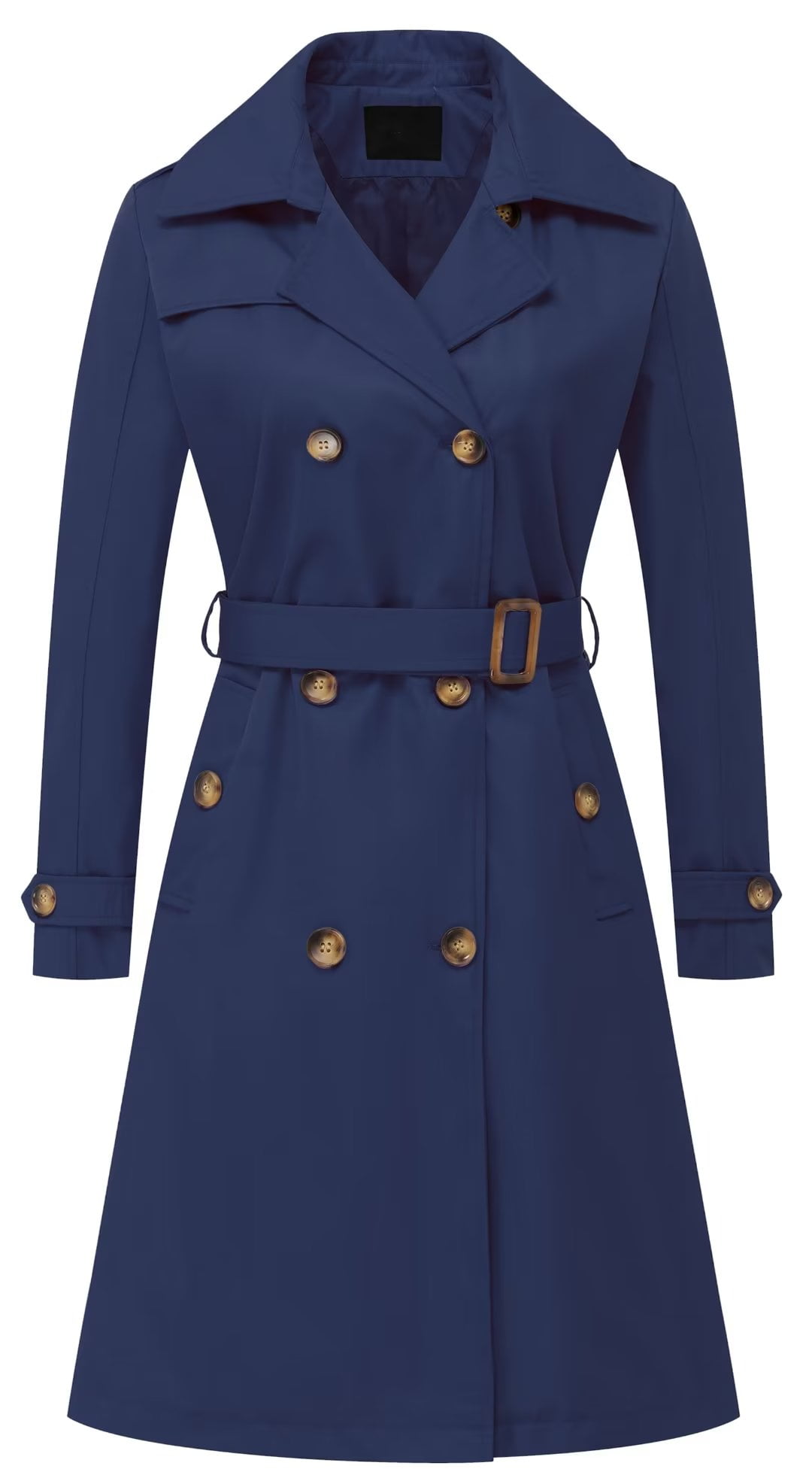 Chrisuno Long Trench Coat with Hood Rain Coats for Women Double ...