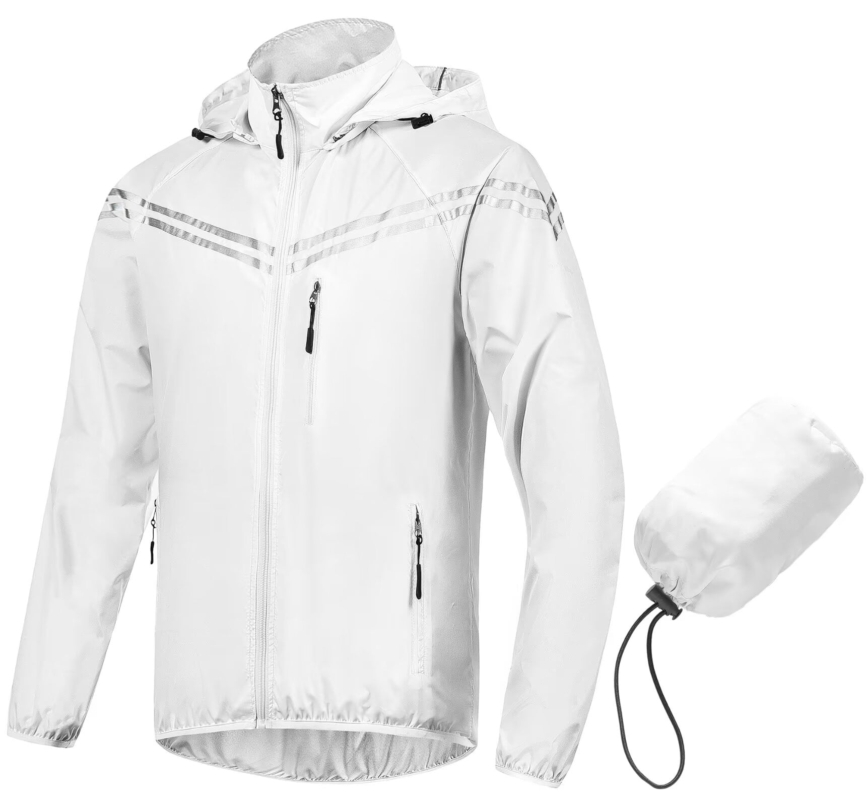 Chrisuno Men's Rain Hooded Jacket Waterproof Running Windbreaker ...