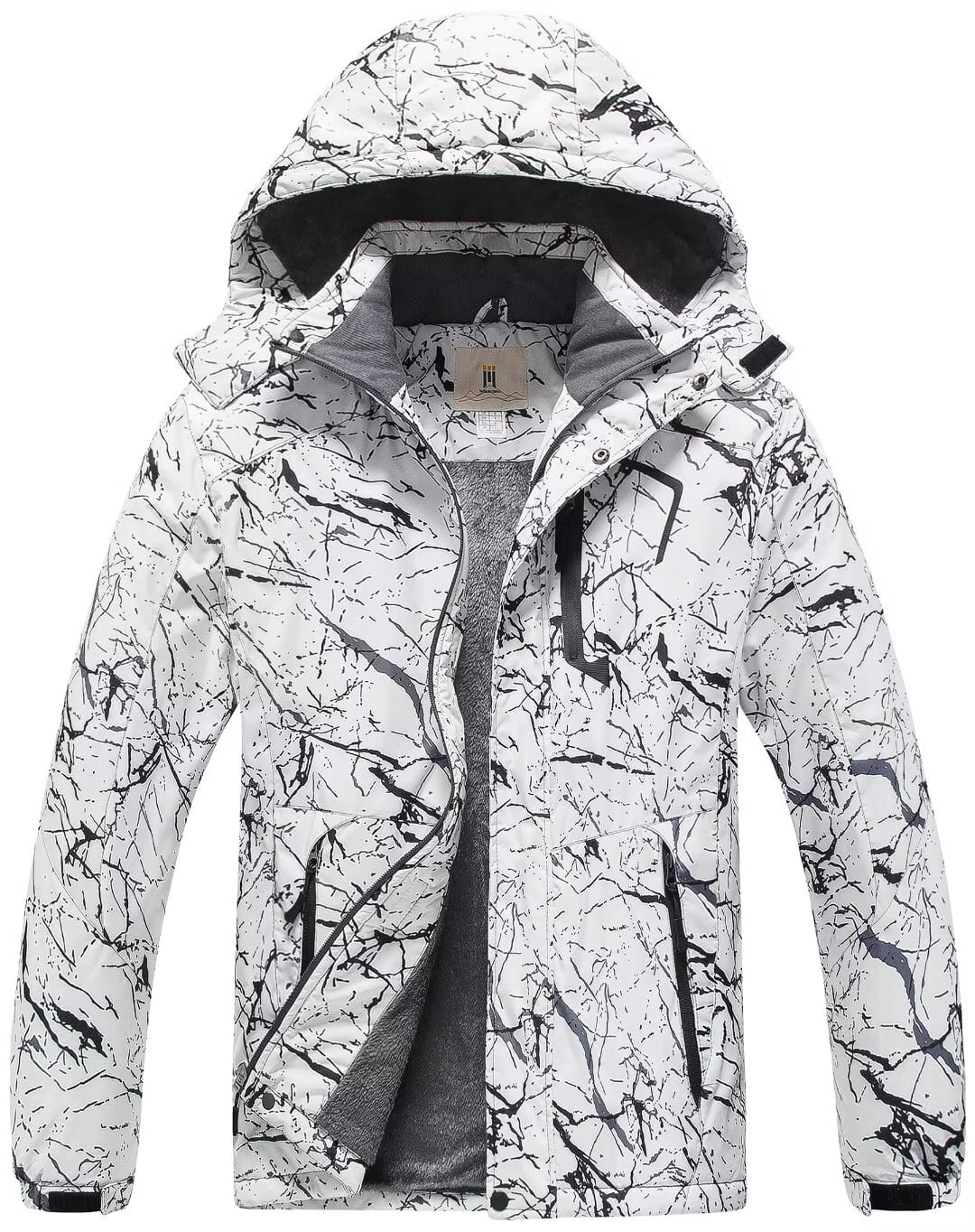 Chrisuno Men's Snowboard Jacket Snow Winter Coat Raincoat Line Printed ...