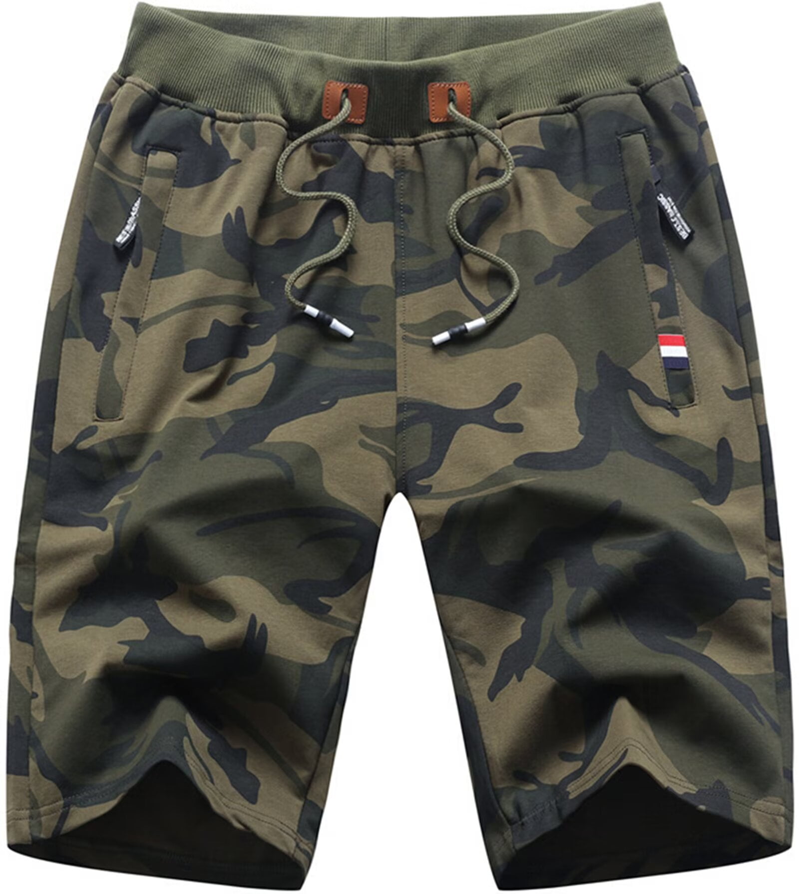 Chrisuno Men's Summer Shorts Casual Classic Fit Elastic Waist ...