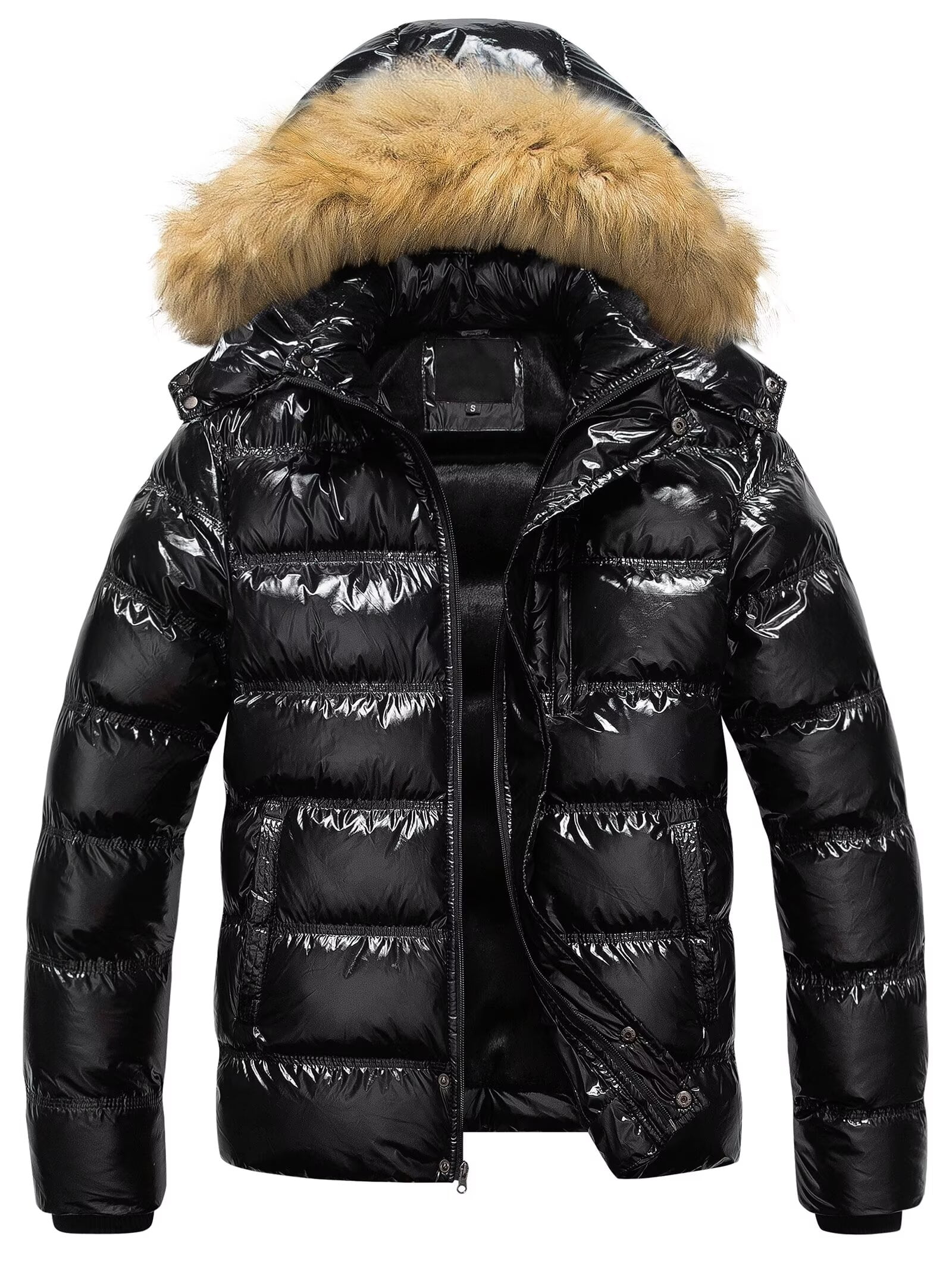 Chrisuno Mens Jacket with Hood Men Puffer Men's Heavyweight Hooded Coat ...
