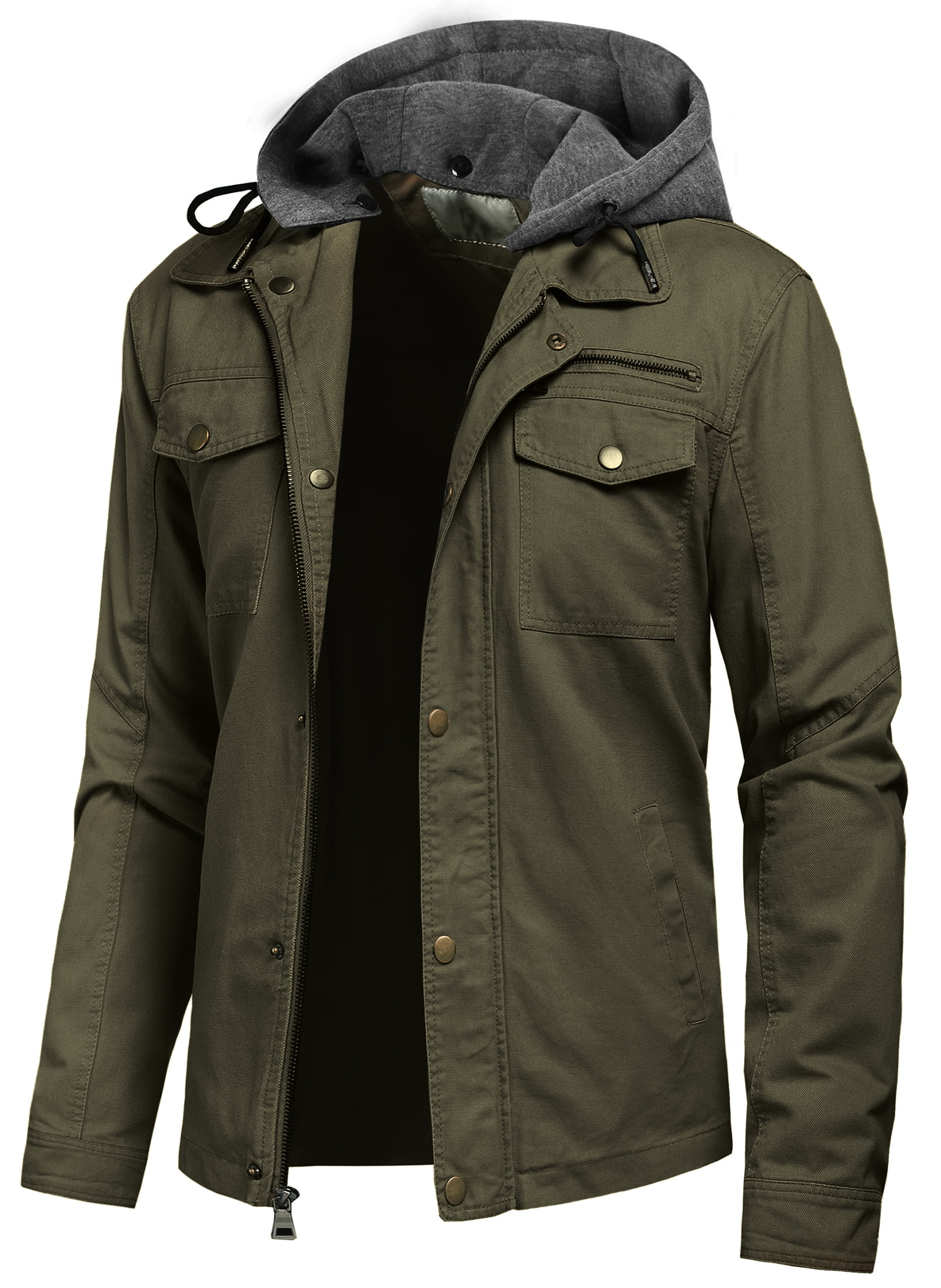 Chrisuno Mens Military Style Cotton Lightweight Jackets For Fall And ...