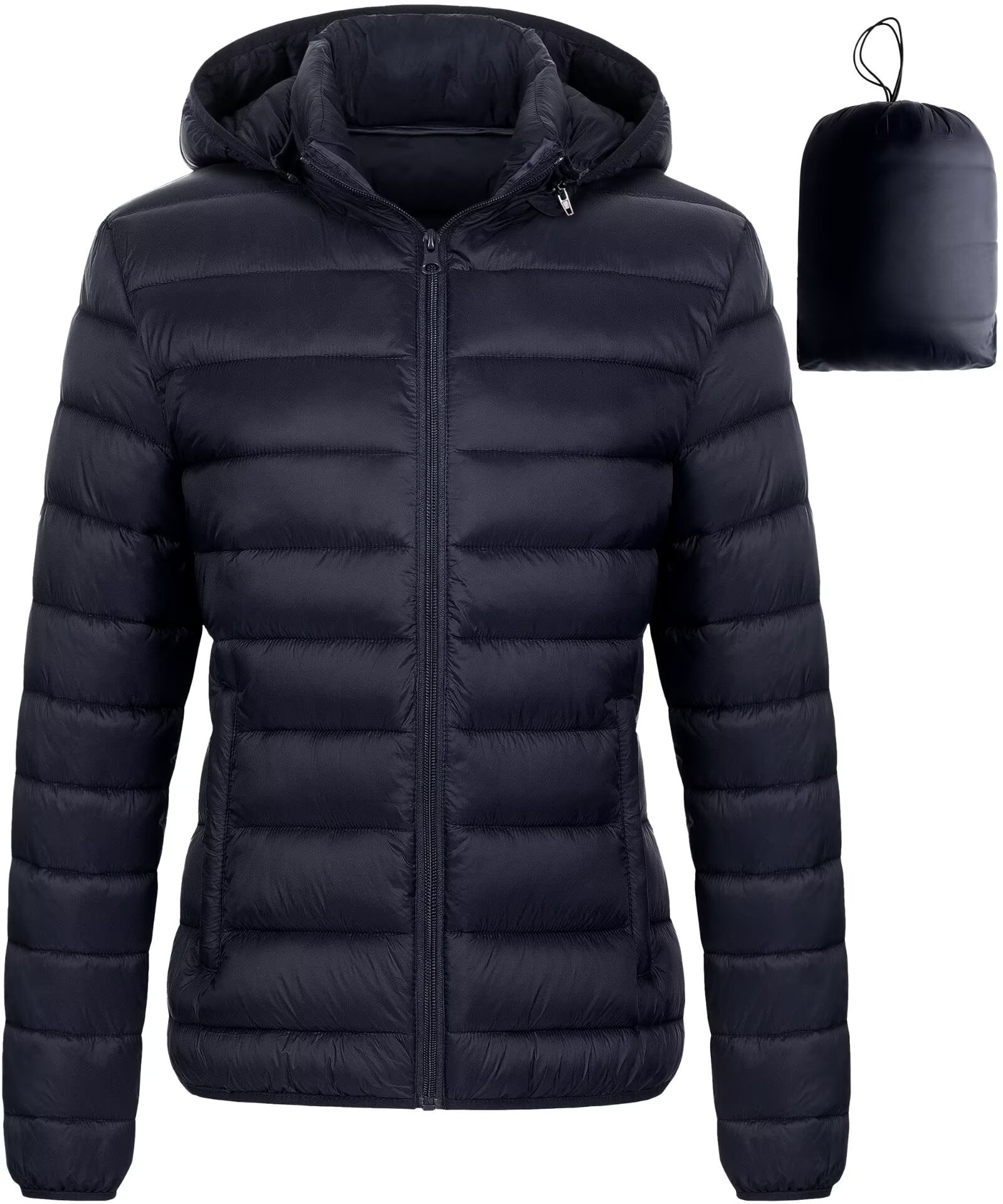 Chrisuno Winter Puffer Jacket With Hood Travel Coat For Women Hidden ...