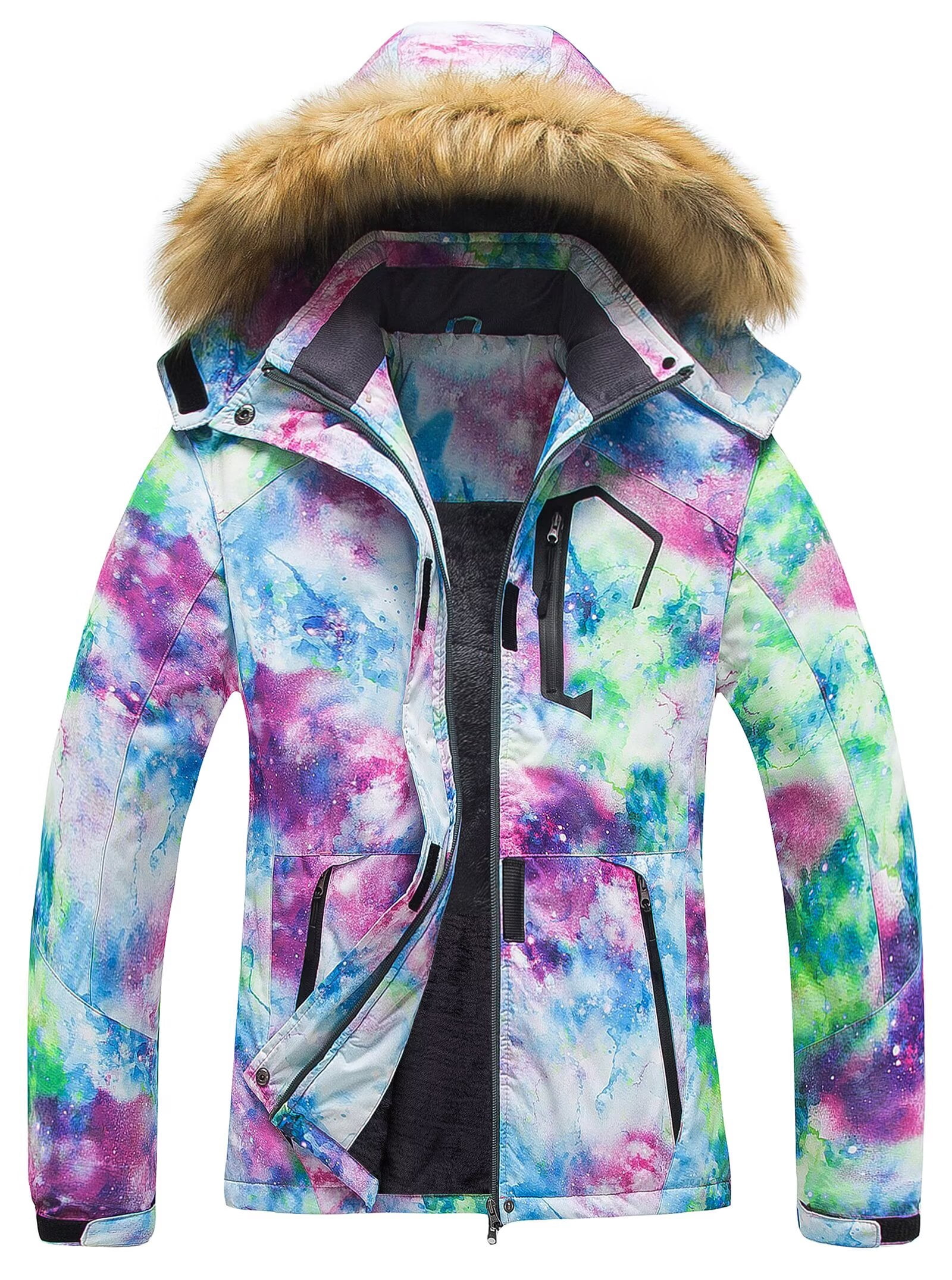 Chrisuno Womans Winter Coat Rain Warm Snow Print Waterproof Ski Jacket ...