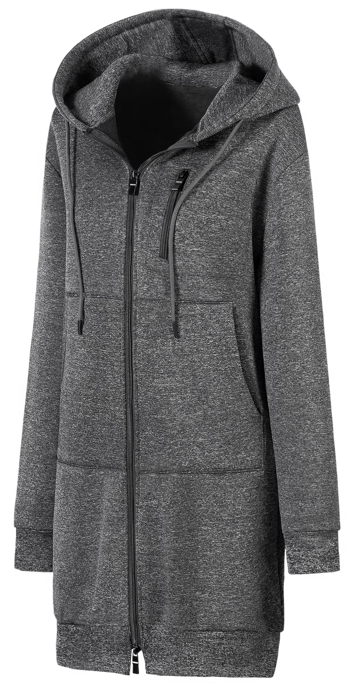 Chrisuno Women's Casual Oversized Long Zip Hoodie Tunic Sweatshirt ...