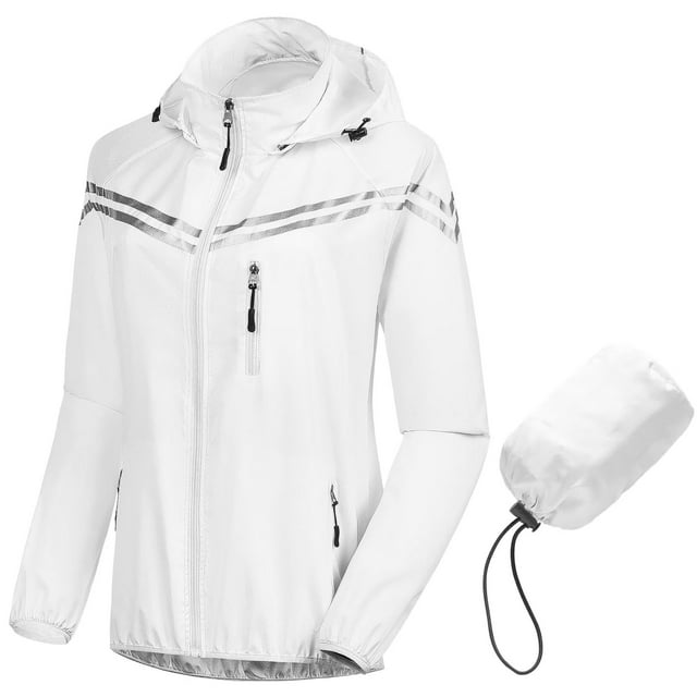 Chrisuno Women's Cycling Rain Jacket Waterproof Running Windbreaker ...