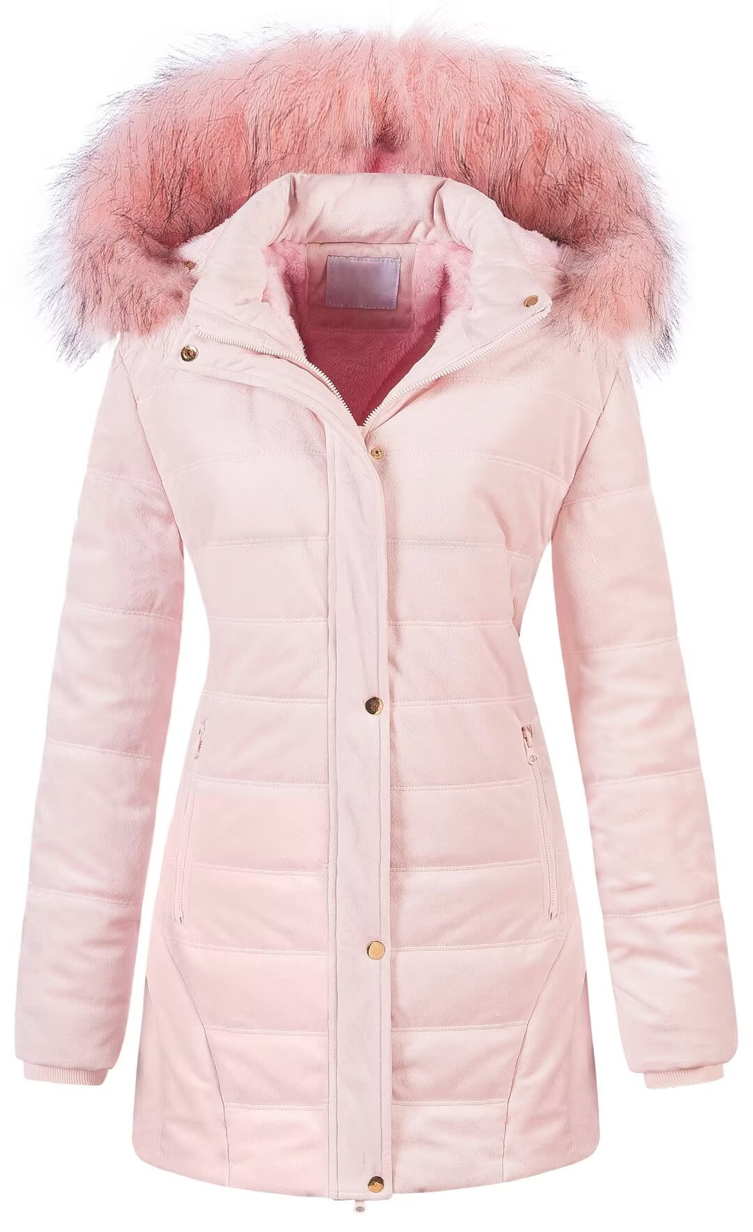 Chrisuno Women's Ladies Winter Coat Fake Hood Warm Winter Fleece Lined ...