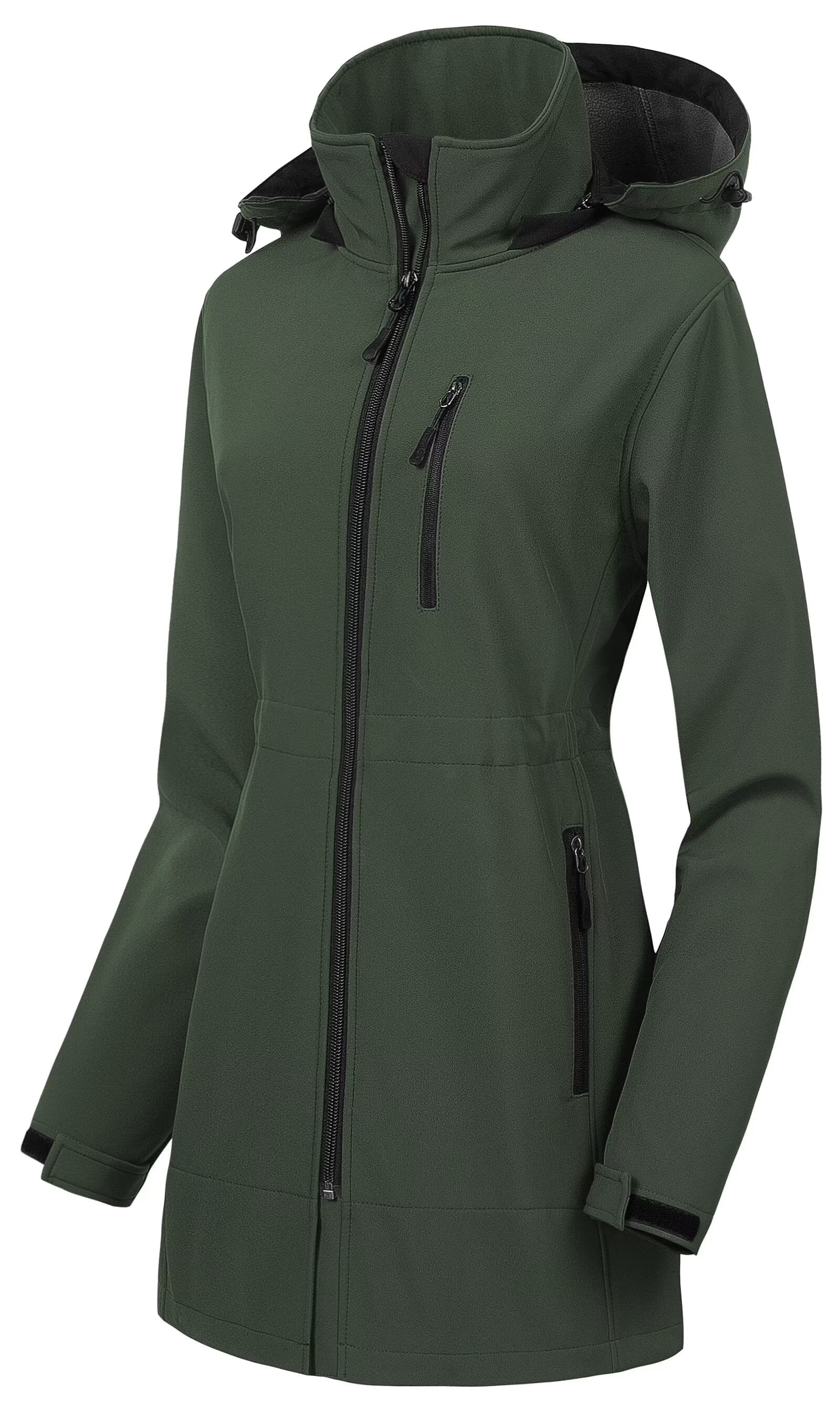 Chrisuno Women's Long Flannel Jacket Windproof Softshell Jacket ...