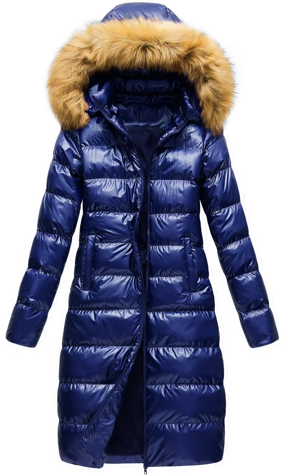 Chrisuno Women's Long Shiny Puffy Coat Coats Warm Winter Jacket Full ...